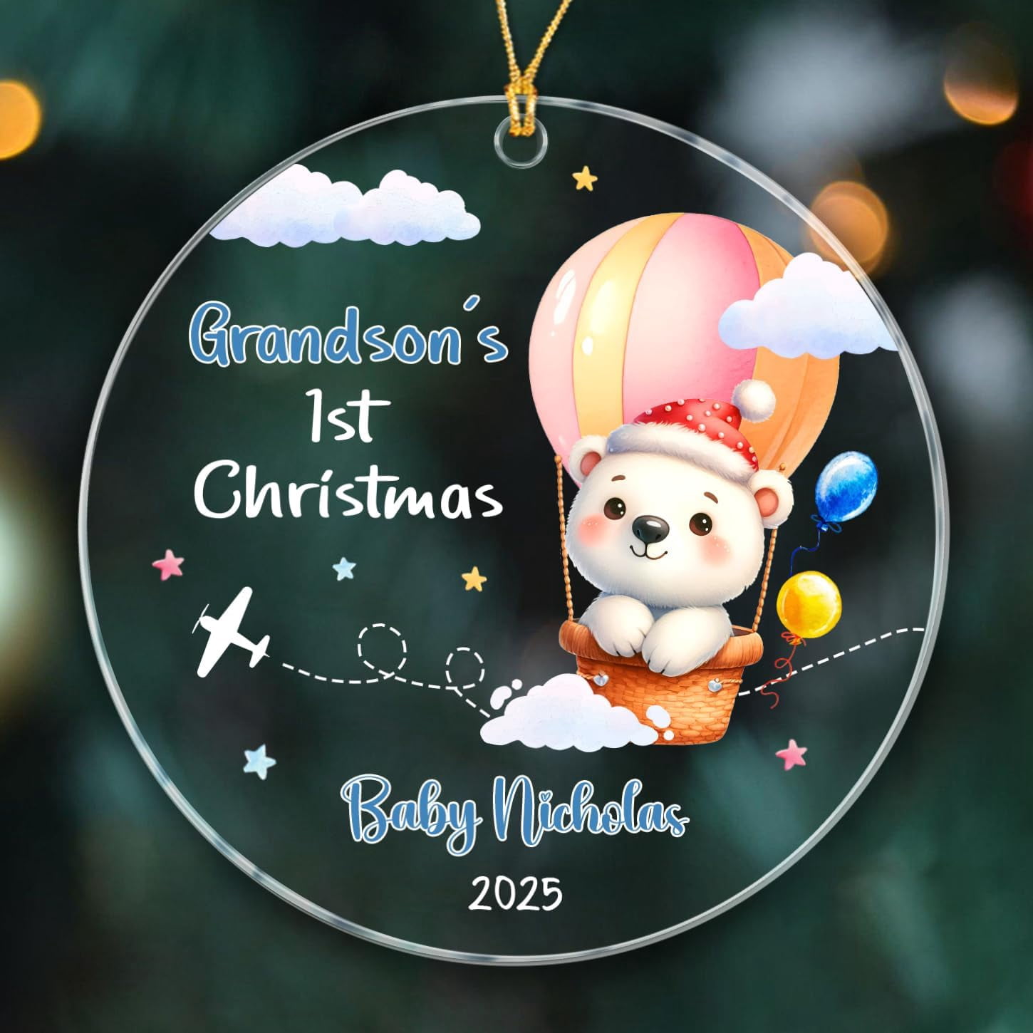 Personalized Grandson's 1st Christmas Ornament Gift from Grandparents ...
