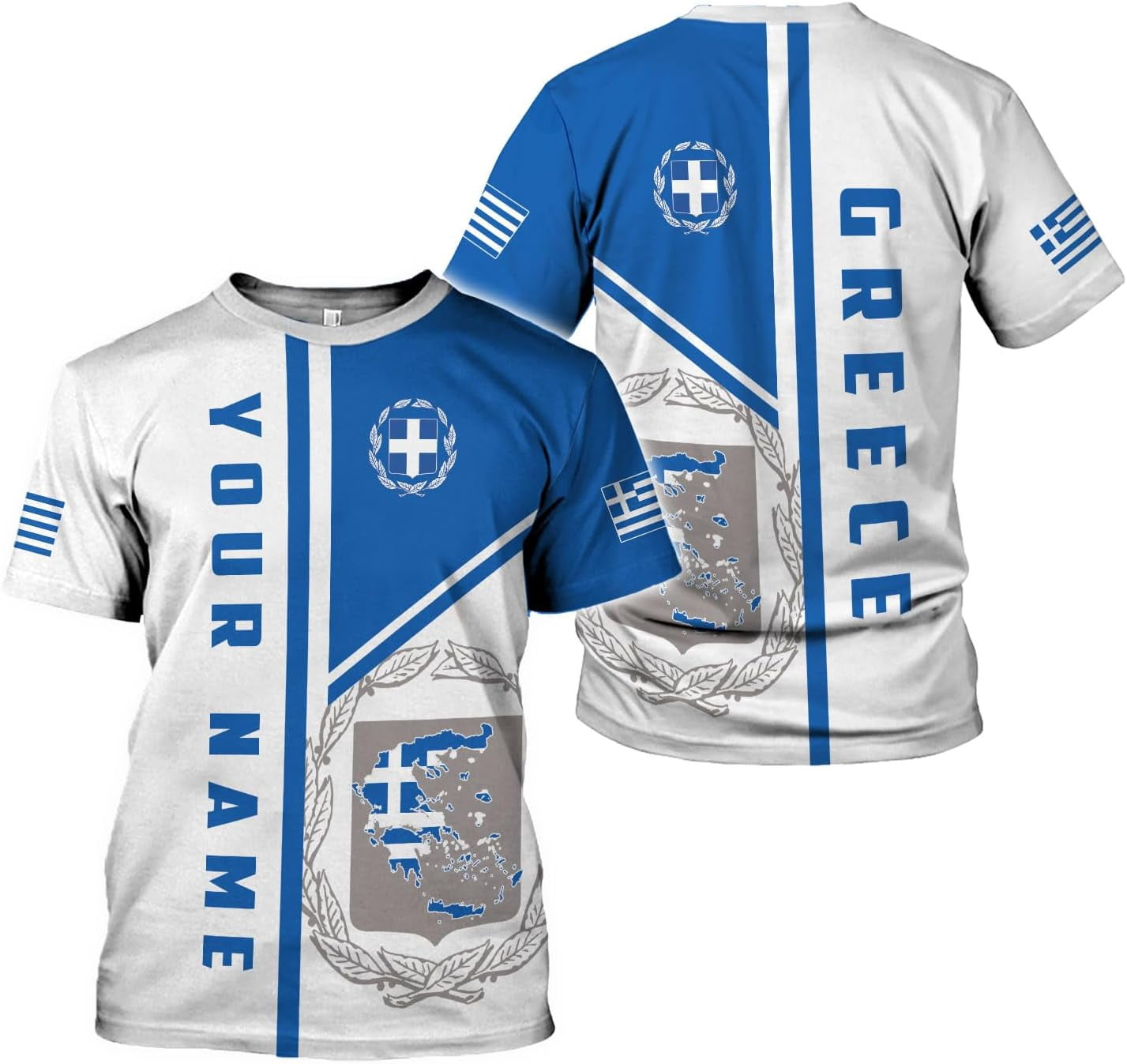 Personalized Greece Shirts Greek Coat of Arms Flag Grecian 3D Shirts ...