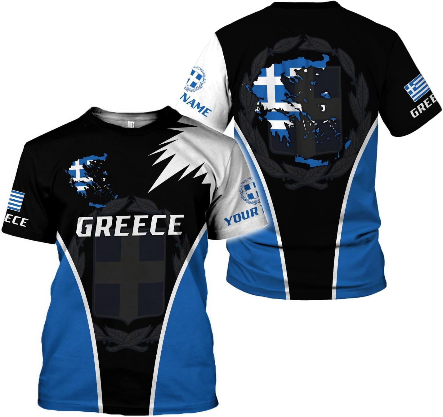 Personalized Greece Shirts Greek Coat of Arms Flag Grecian 3D Shirts ...