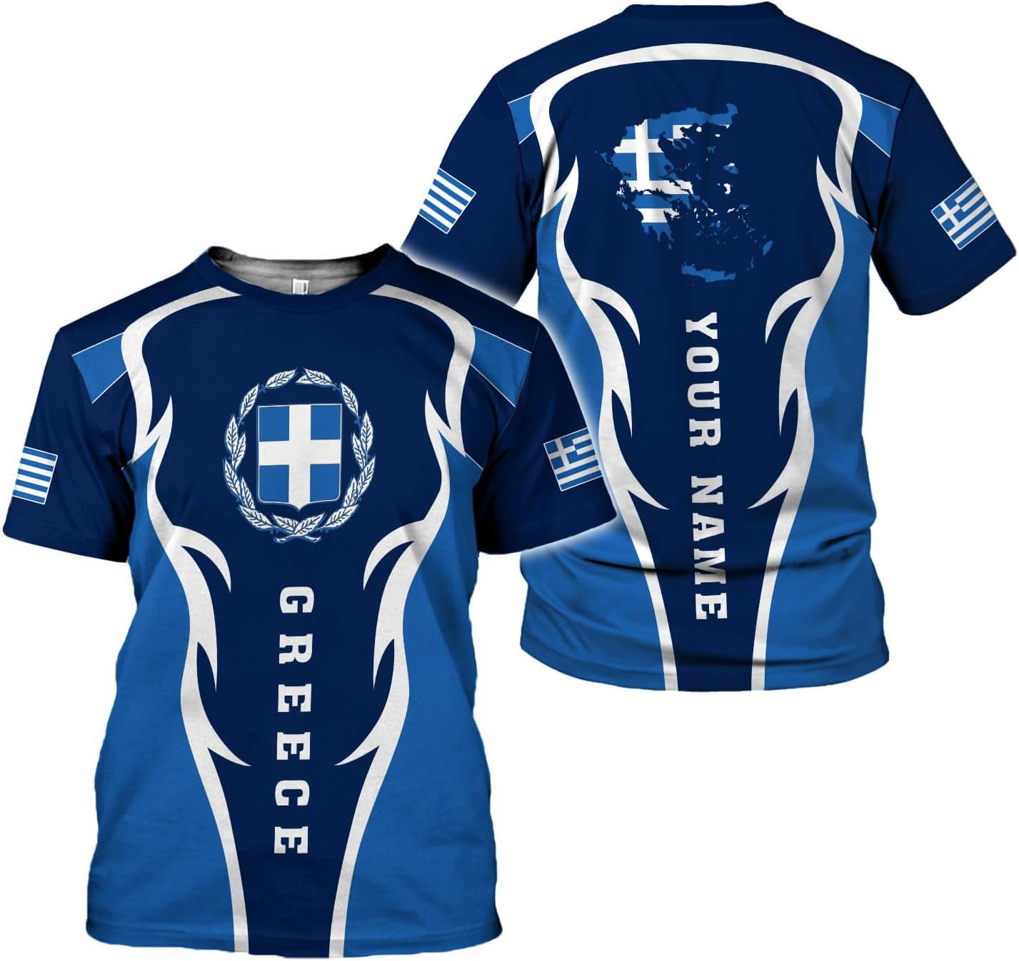 Personalized Greece Shirts Greek Coat of Arms Flag Grecian 3D Shirts ...