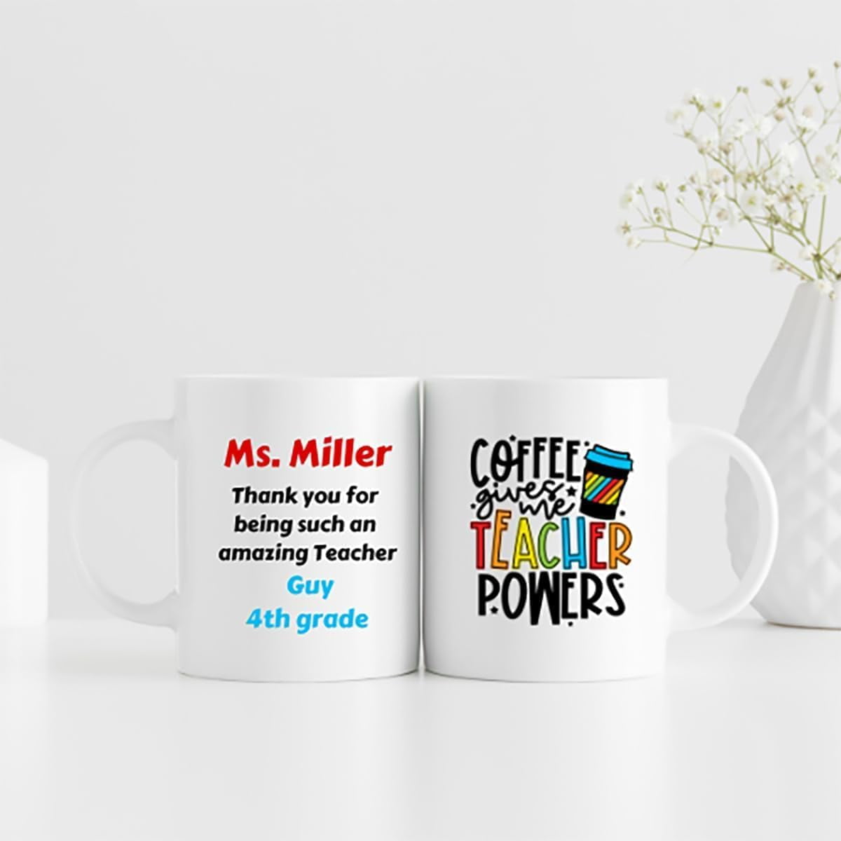 Personalized Groovy Teacher Mug With Name, End Of Term, Custom Teacher ...