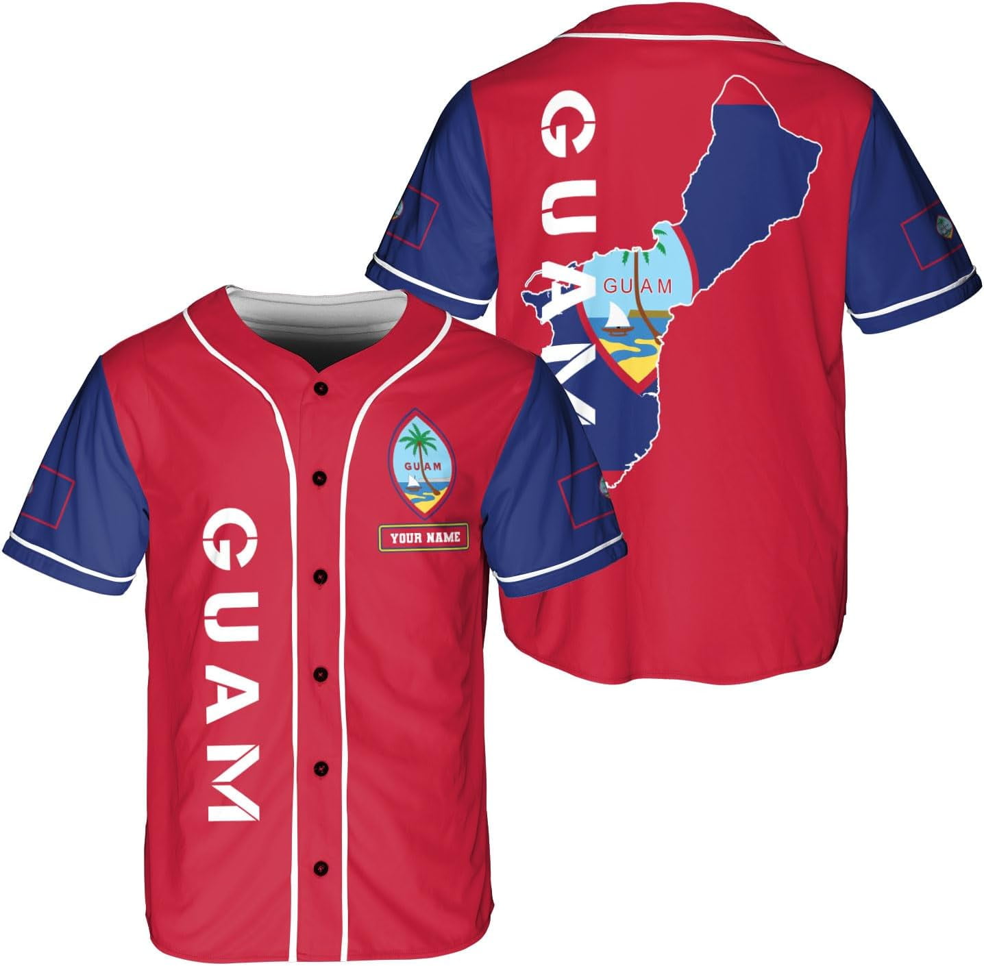 Personalized Guam Baseball Jersey Shirt, Guahan Flag Jersey, Guam ...