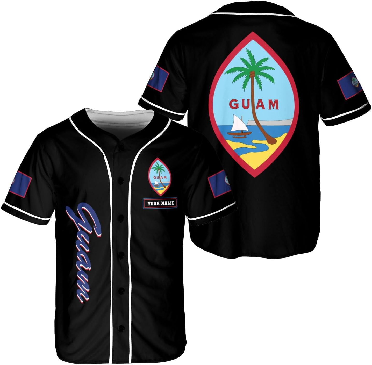 Personalized Guam Baseball Jersey Shirt, Guahan Flag Jersey, Guam ...