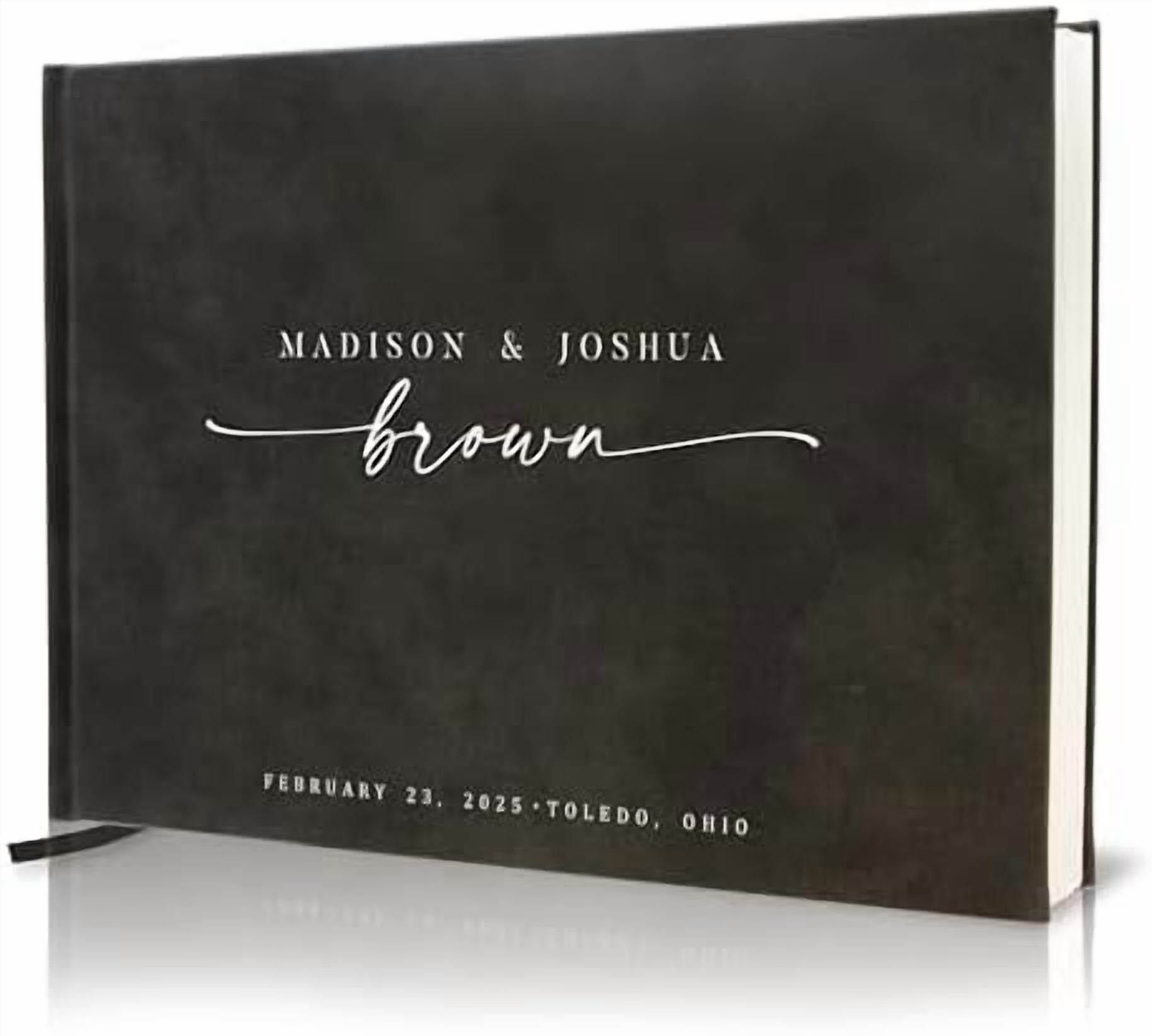 Personalized Guest Book - 11.5" x 8.5" Custom Bride & Groom Names with ...