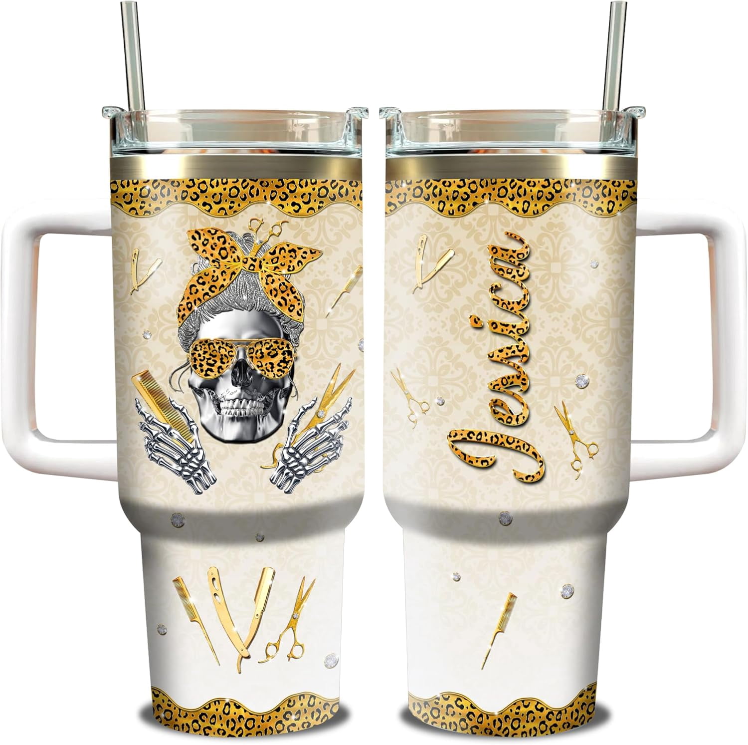 Personalized Hair Stylist Tumbler 40oz with Handle and Straw Custom ...