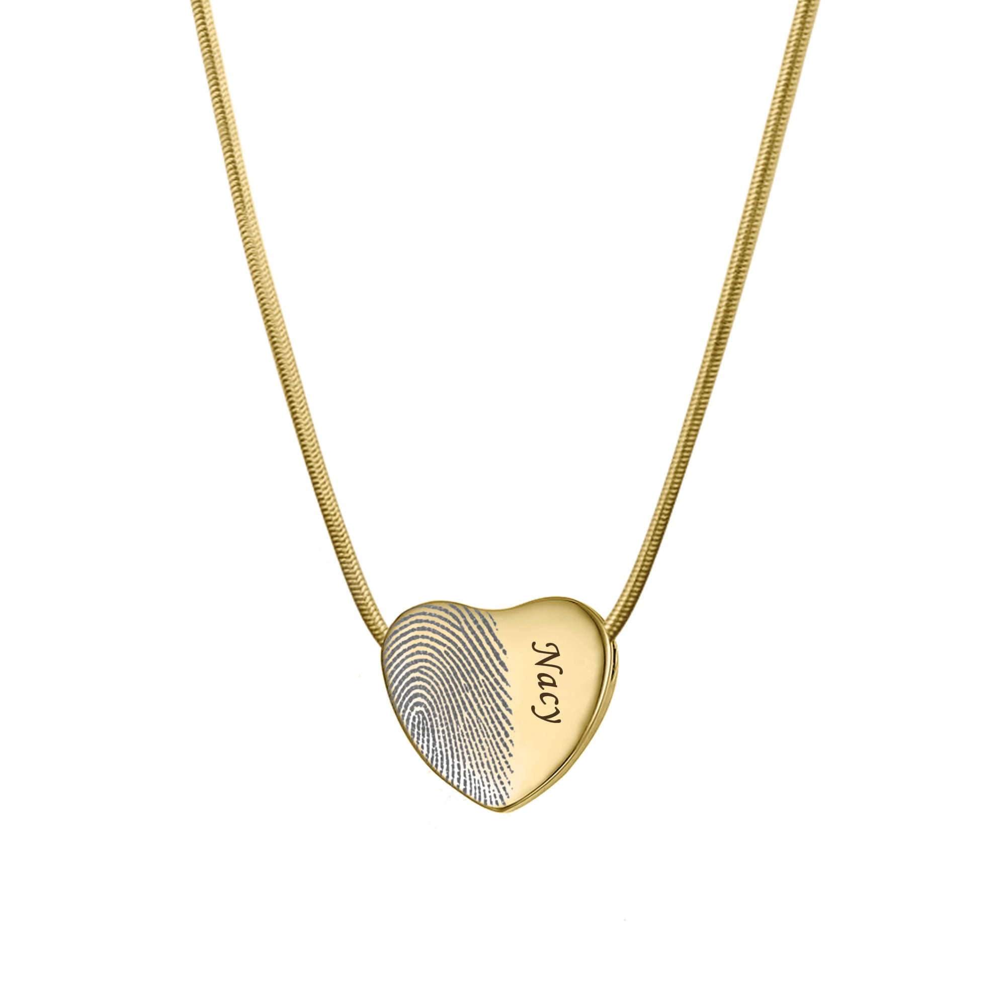 Personalized Half Fingerprint Gold Heart Cremation Necklace Urn Ashes ...