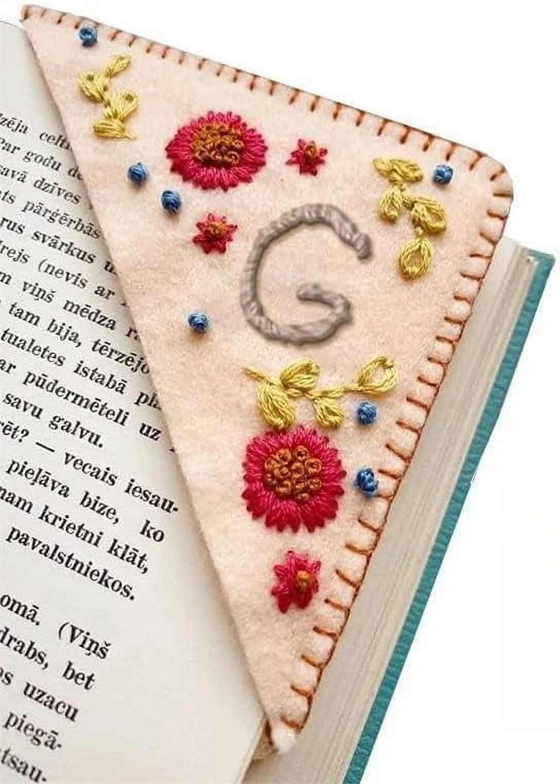 Personalized Hand Embroidered Corner Bookmark,Felt Triangle Page ...