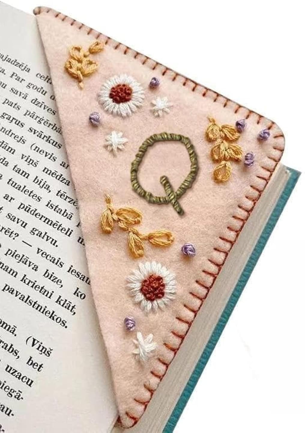 Personalized Hand Embroidered Corner Bookmark,Felt Triangle Page ...