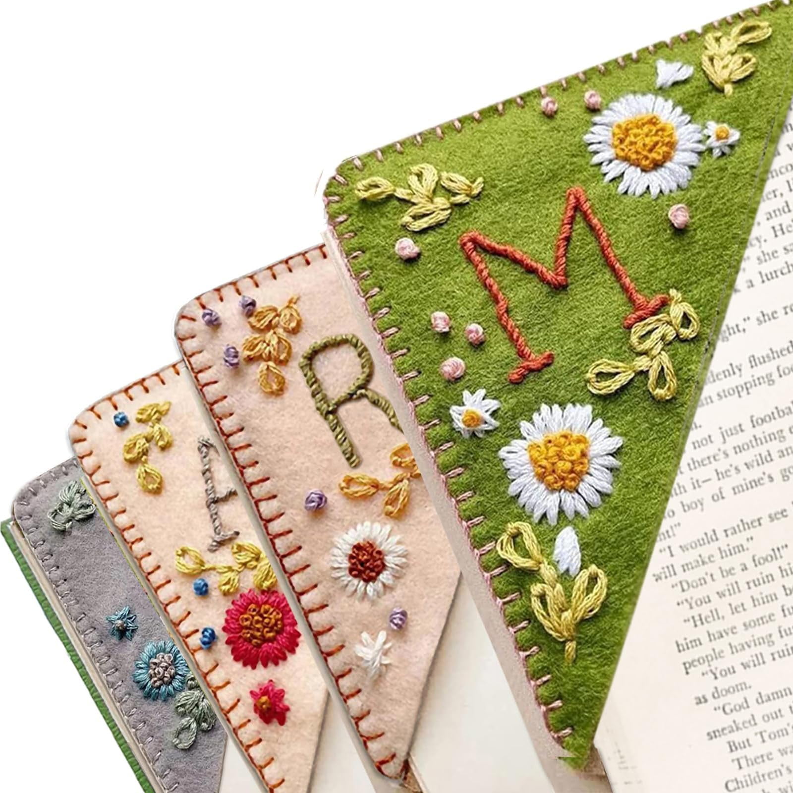 Personalized Hand Embroidered Corner Bookmark,Felt Triangle Page ...