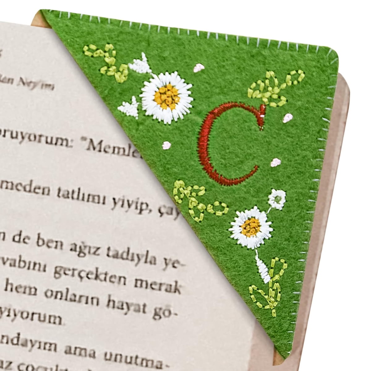 Personalized Hand Embroidered Corner Bookmark, Hand Stitched Felt ...