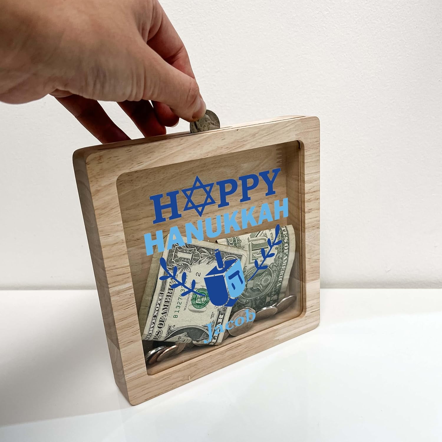 Personalized Hanukkah Dreidel Jewish Holiday Frame Stand Shadow Box ...