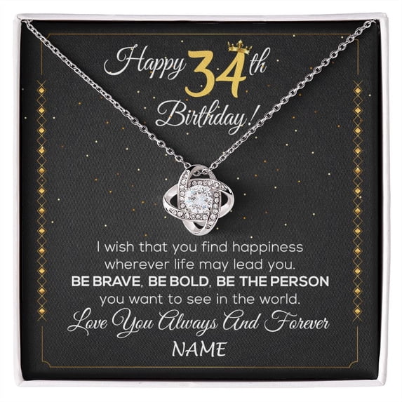 Personalized Happy 34Th Birthday Necklace For Her Women Daughter Niece ...