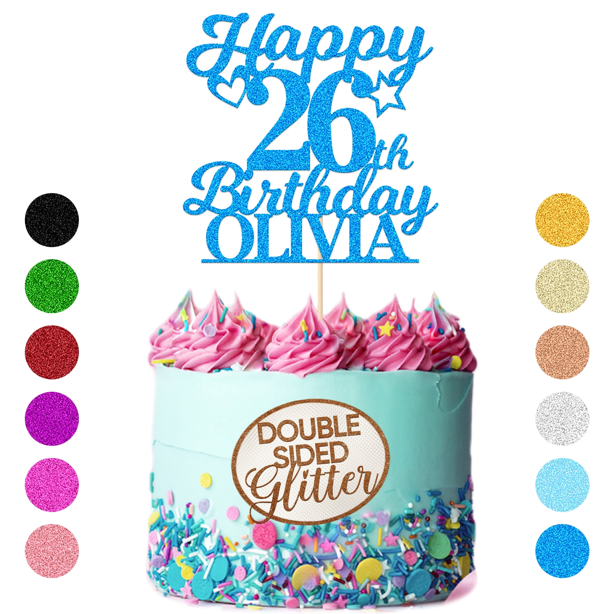 Personalized Happy Birthday Cake Topper Custom Glitter Cake Topper with ...