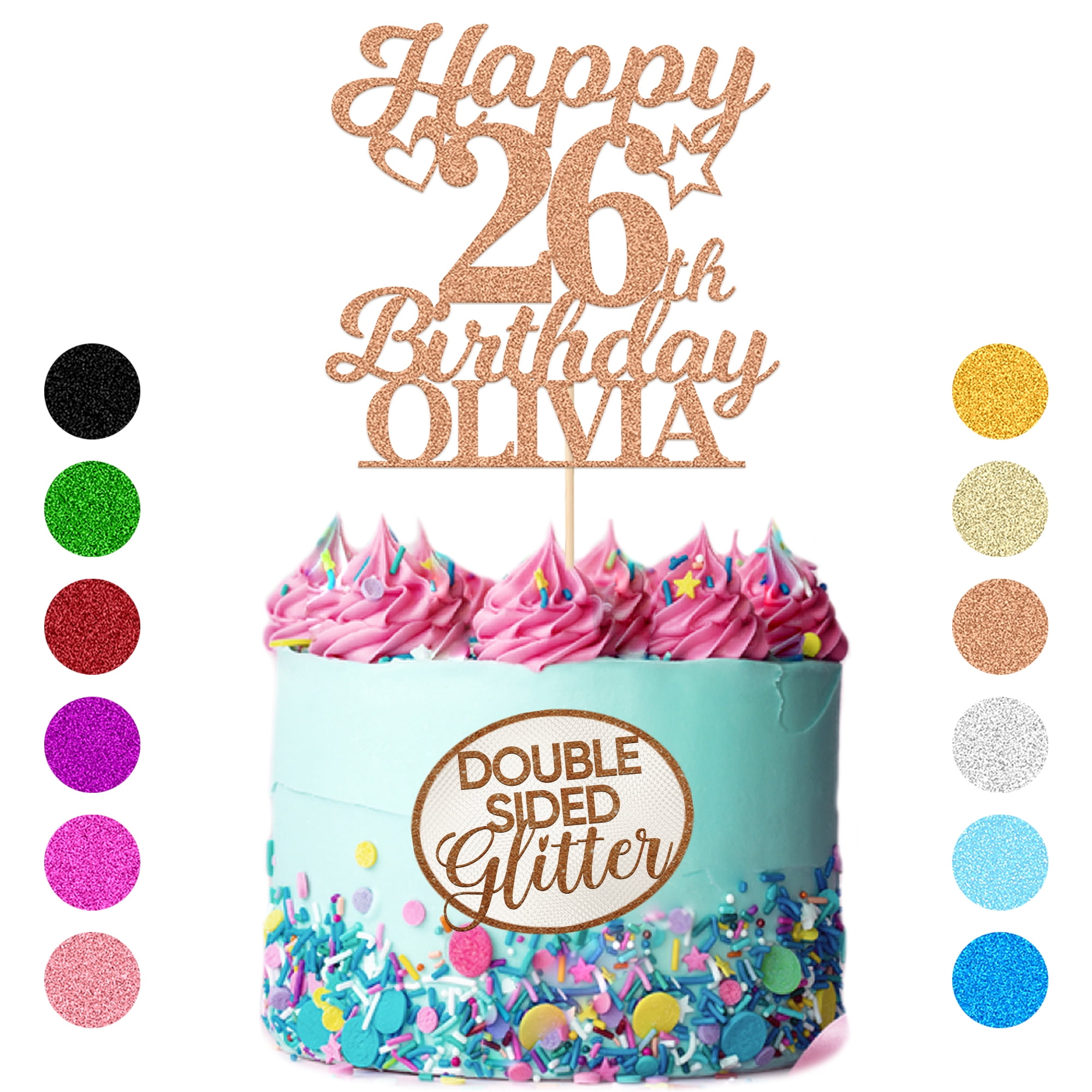 Personalized Happy Birthday Cake Topper Custom Glitter Cake Topper with ...