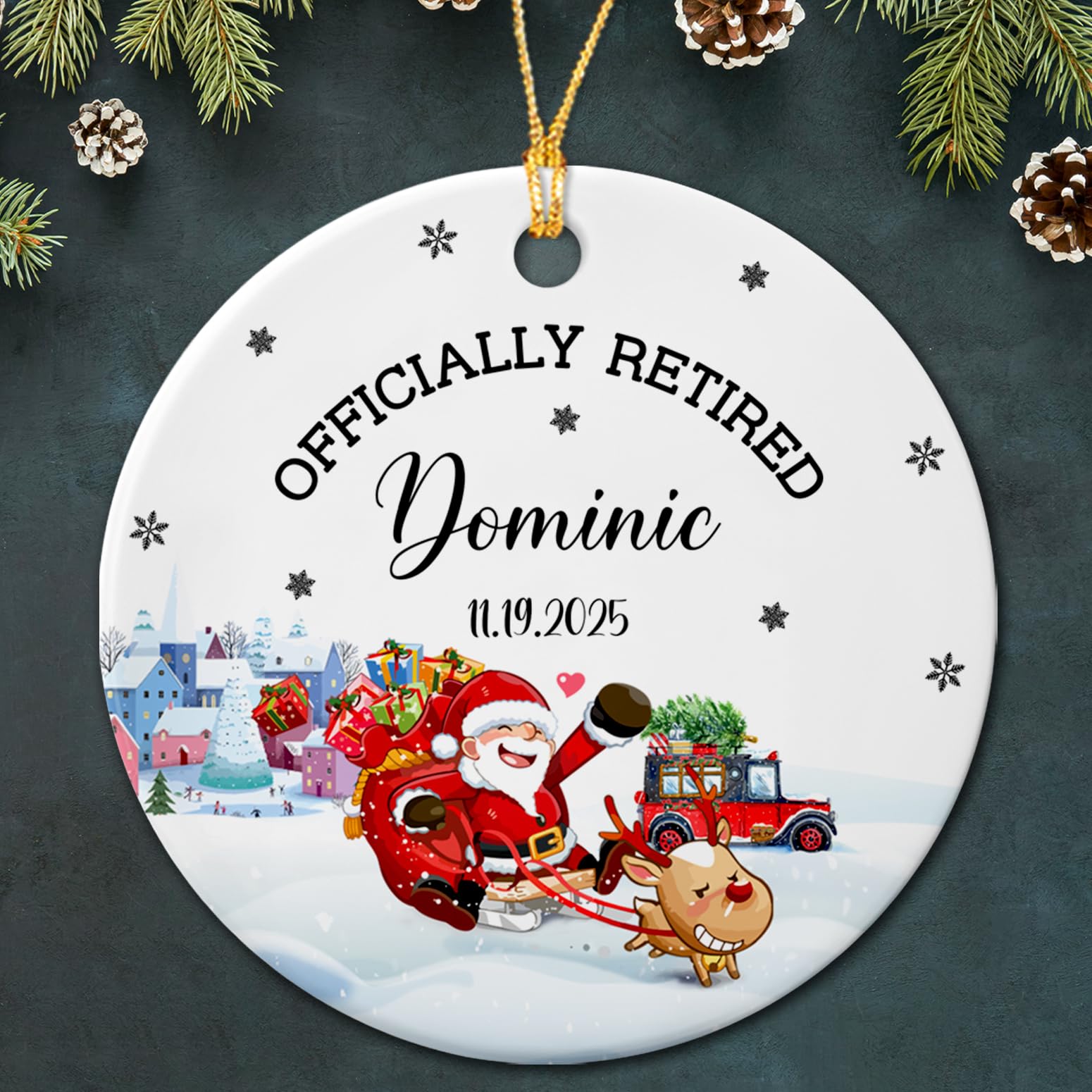 Personalized Happy Retirement Christmas Ceramic Ornament, Officially ...