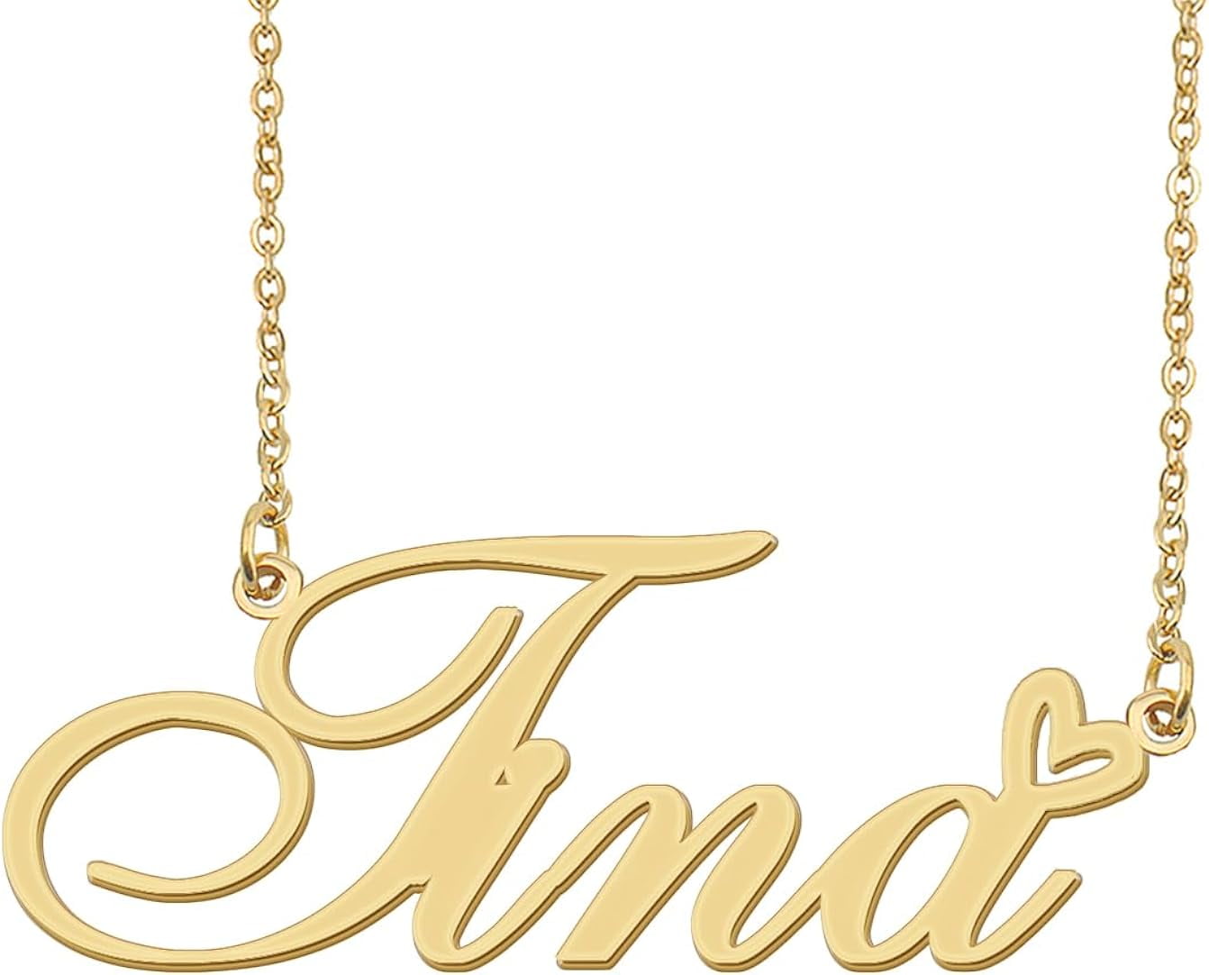 Personalized Heart Name Necklace Gold Custom Any Names Stainless Steel