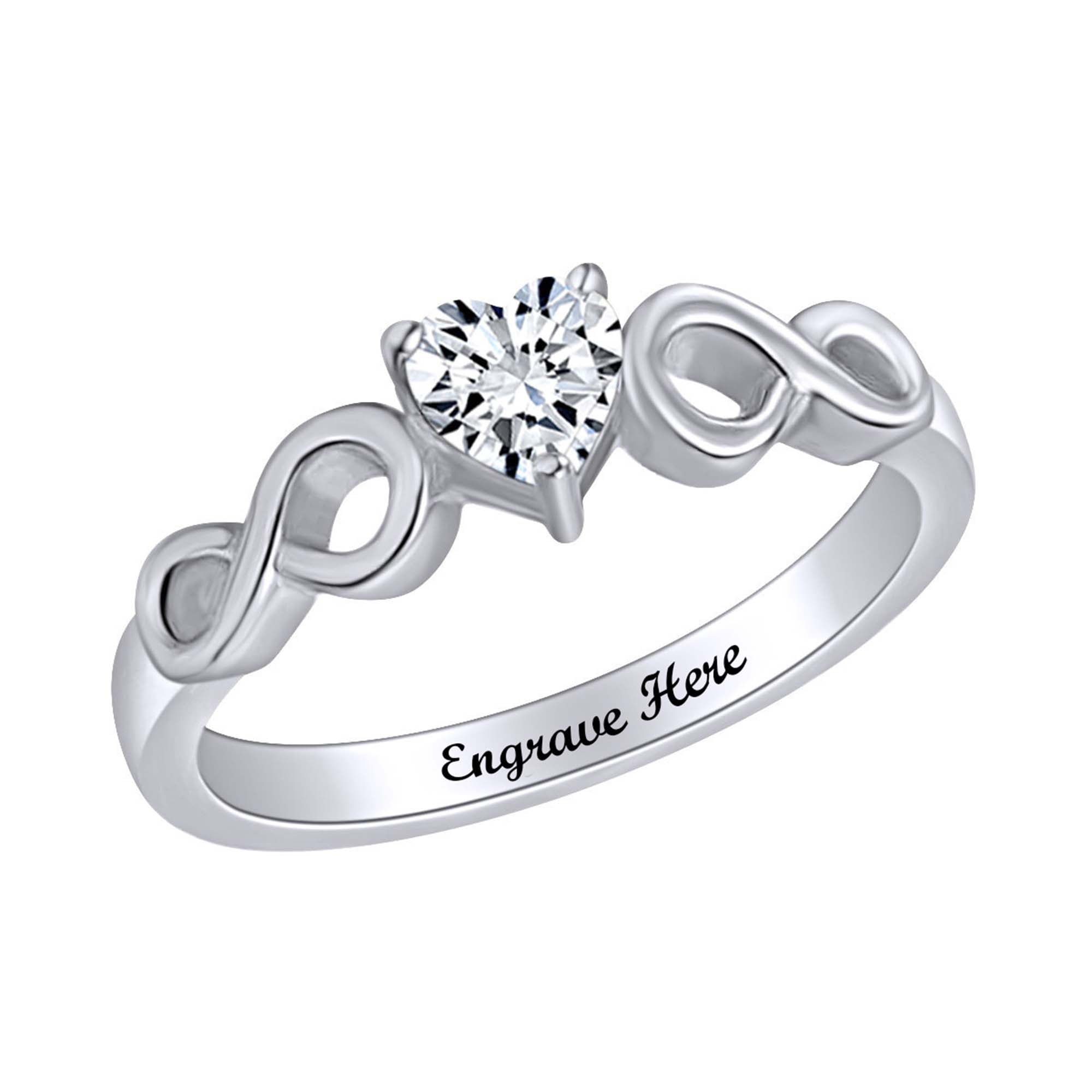 AFFY Personalized Heart Shape White Cubic Zirconia Infinity Heart ...
