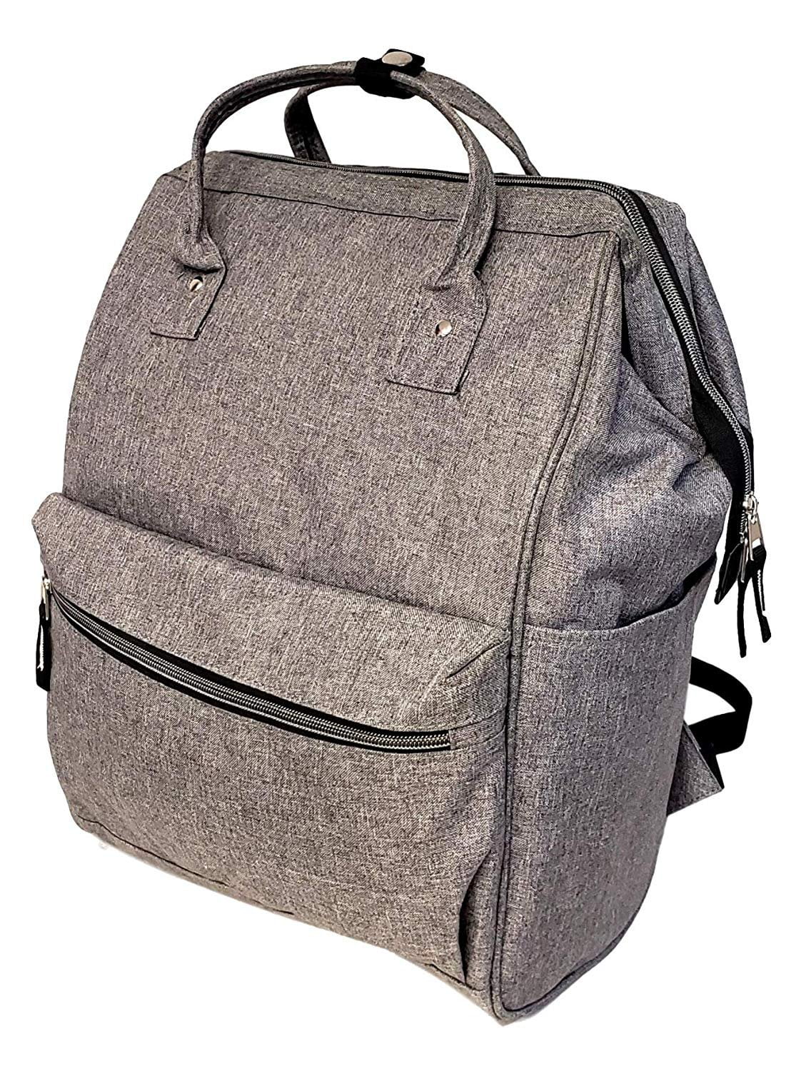 Personalized Heather Black Grey Wide Mouth Backpack Heather Gray - No ...