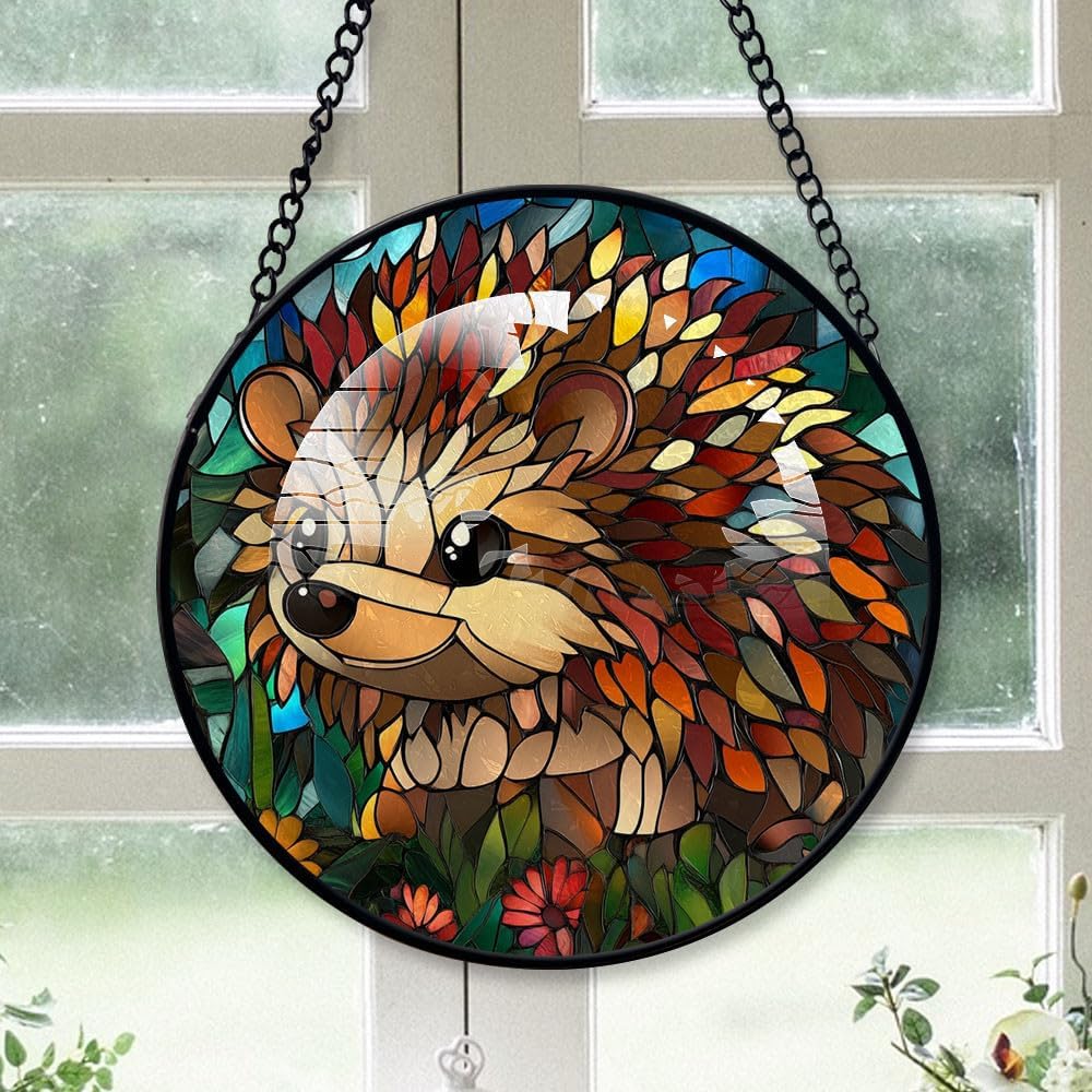 Personalized Hedgehog Suncatcher Stained Glass, Hedgehog Originally ...