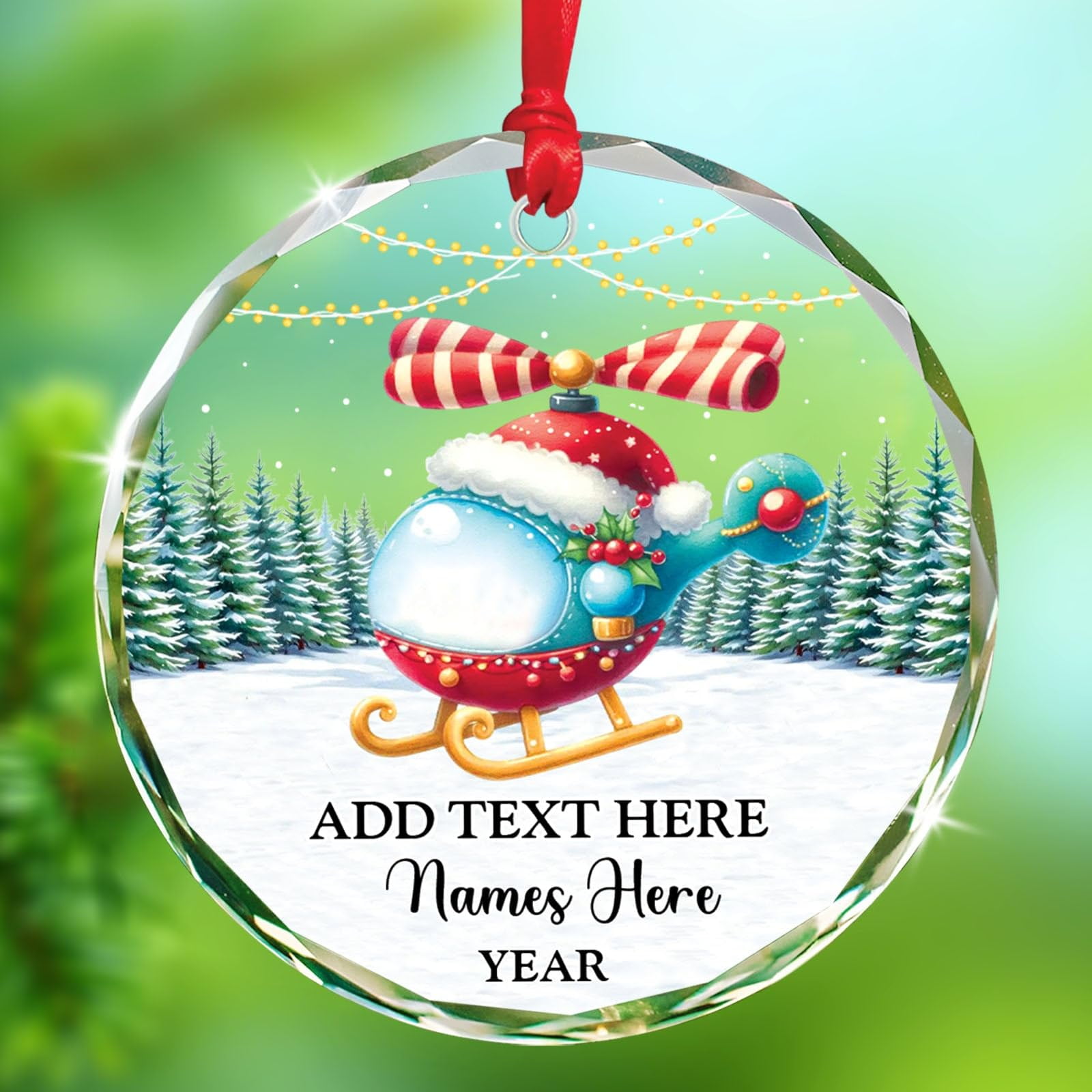 Personalized Helicopter Xmas Tree Keepsake 2025, Copter Glass Christmas ...
