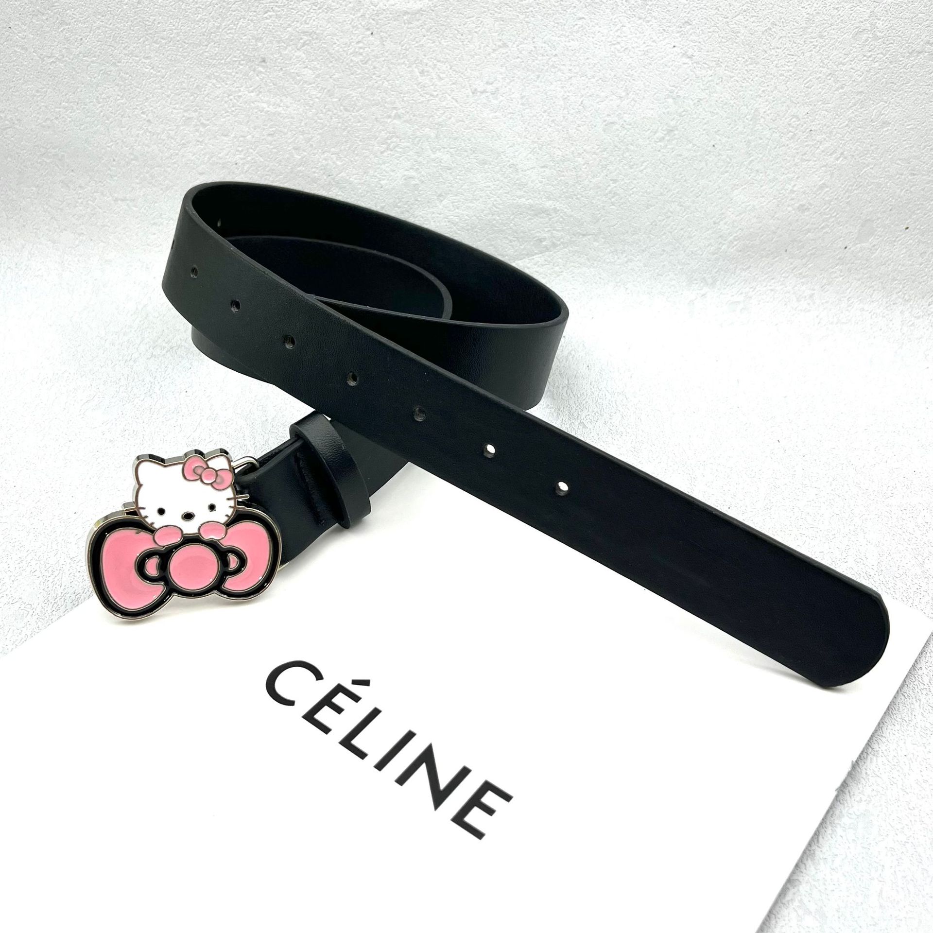 Personalized Hello Kitty Bow Belt Cute Pink Enamel Kitty Versatile Belt ...