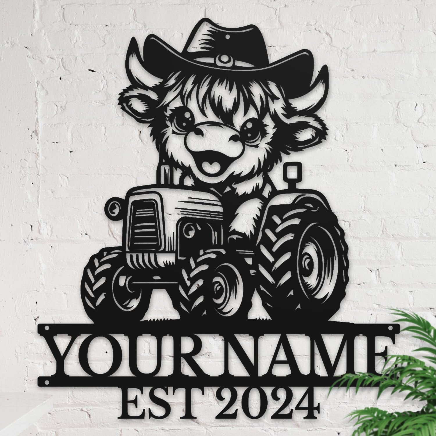 Personalized Highland Cow Name metal Signs,Custom Highland Cow Metal ...