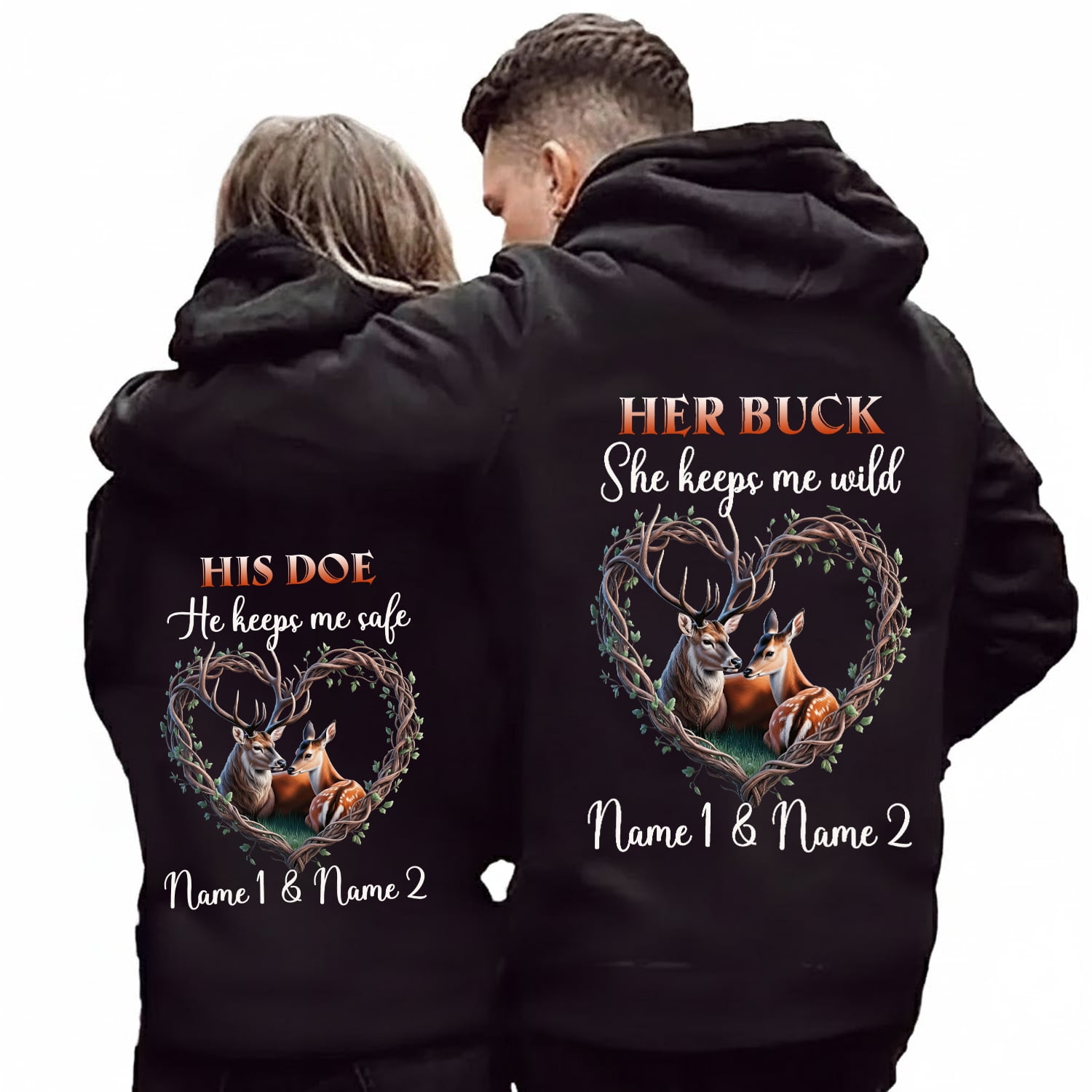 Personalized His Doe Her Buck Hoodie - Couple Deer Romantic Gift For ...