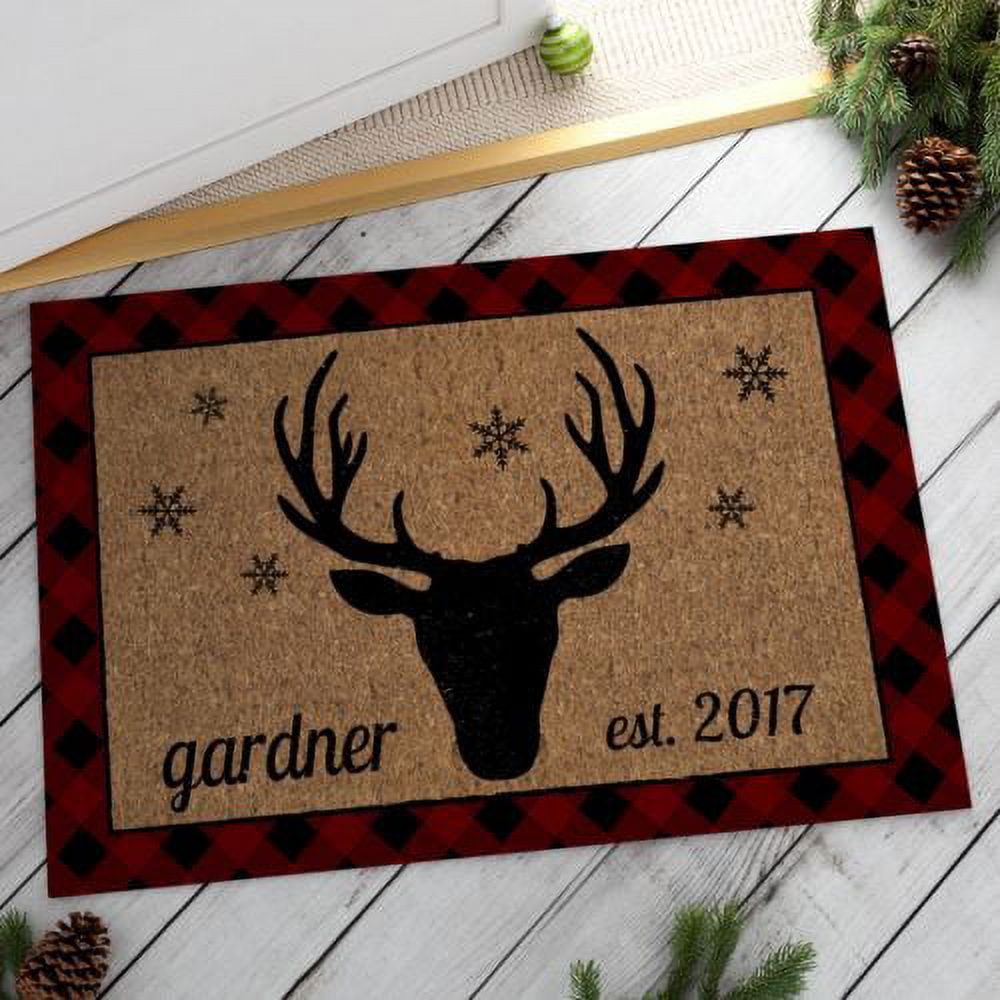 Personalized Planet Holiday Deer Doormat - Welcome Friends Family ...