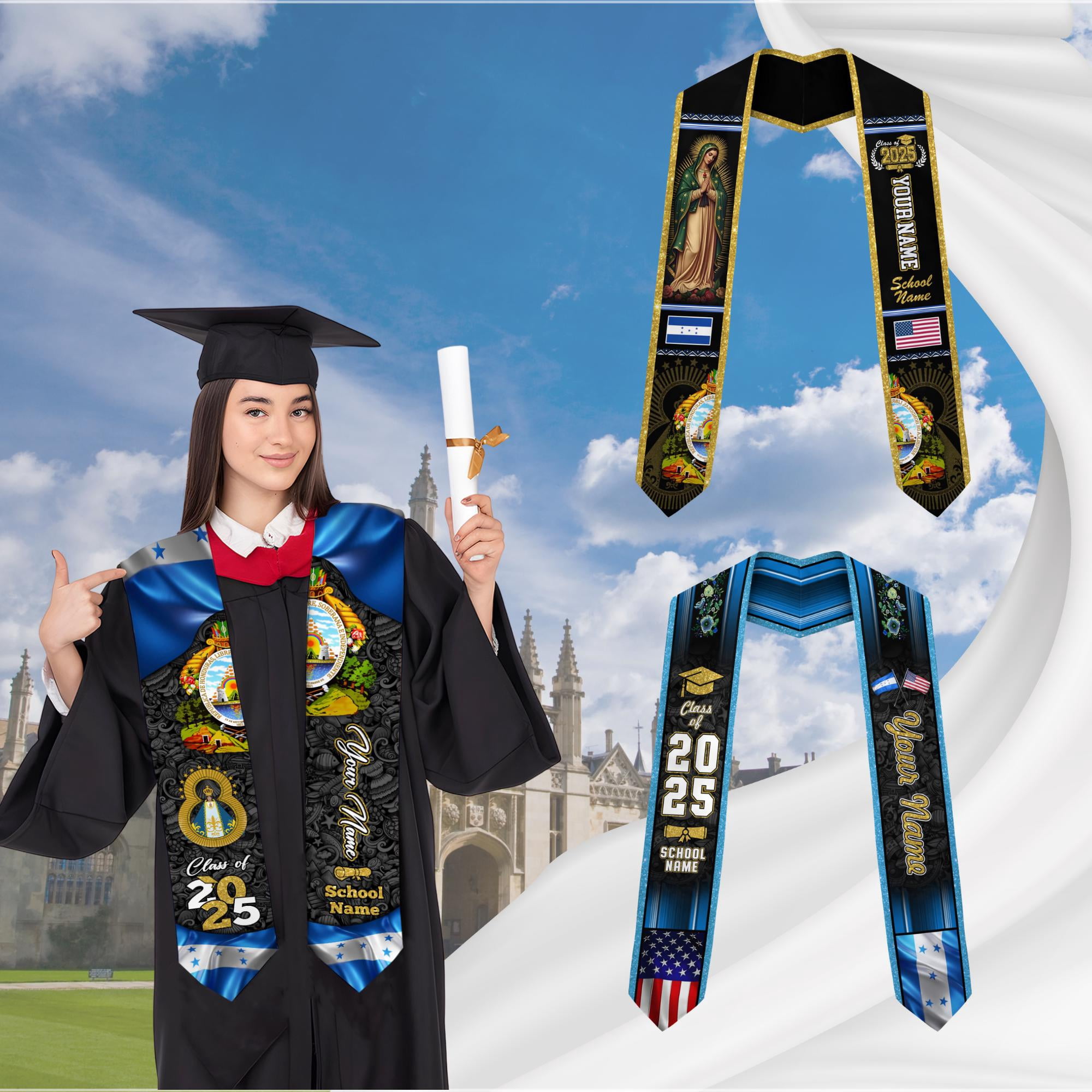Personalized Honduras Graduation Sash,Honduras American Flag Graduation ...