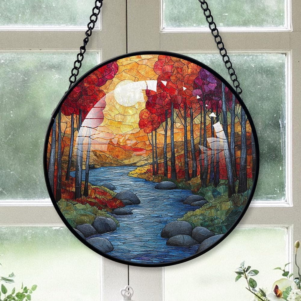 Personalized Horizon Sunset Stained Glass Suncatcher Artistic Window ...