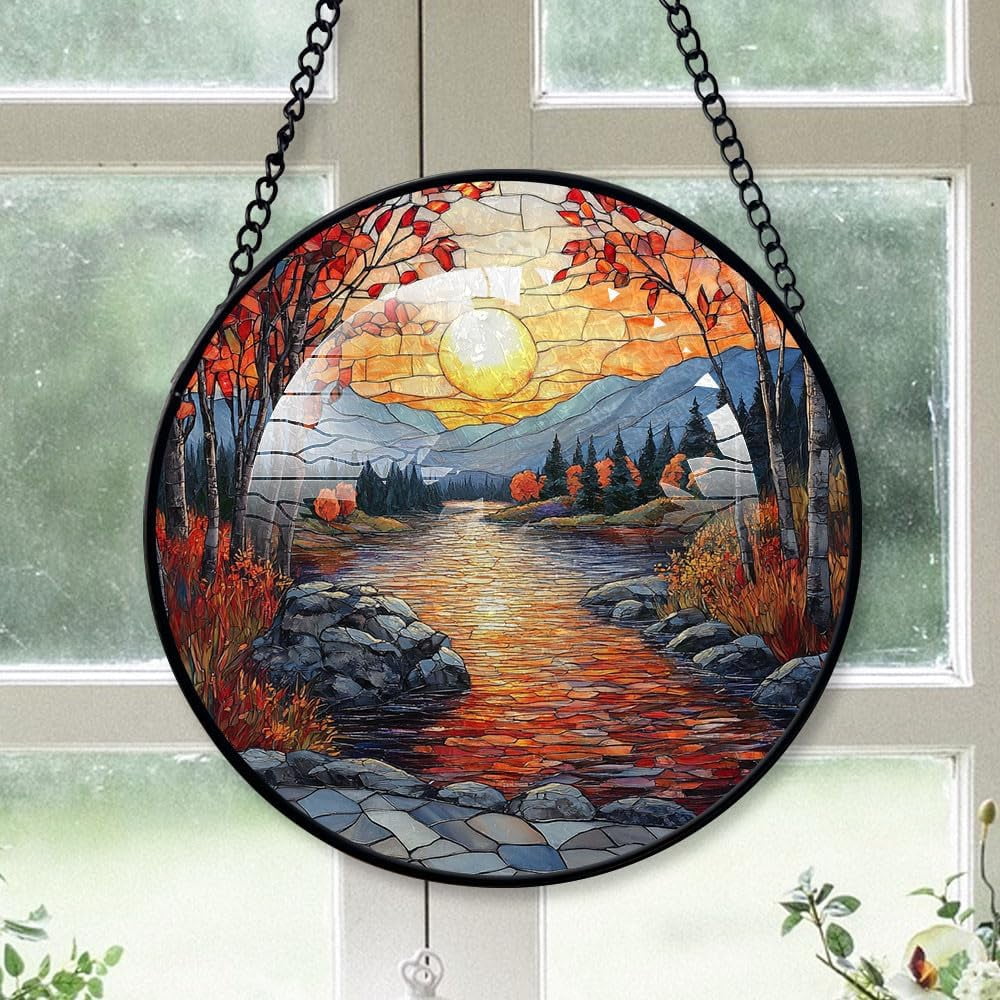 Personalized Horizon Sunset Suncatcher Stained Glass, Horizon Sunset ...