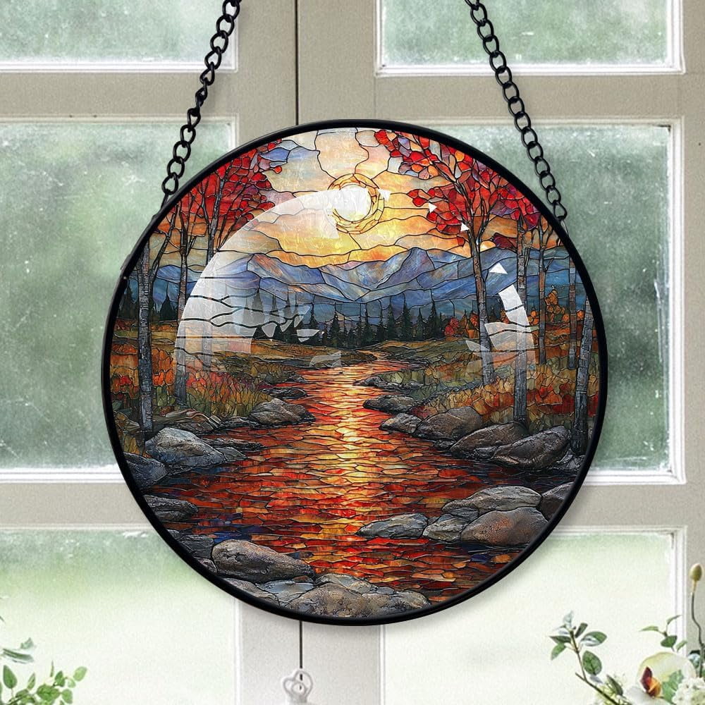 Personalized Horizon Sunset Suncatcher Stained Glass, Horizon Sunset ...