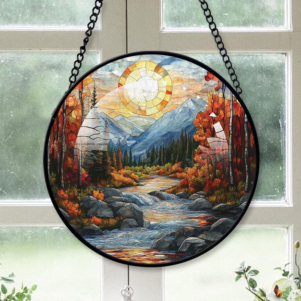 Personalized Horizon Sunset Suncatcher Stained Glass, Horizon Sunset ...