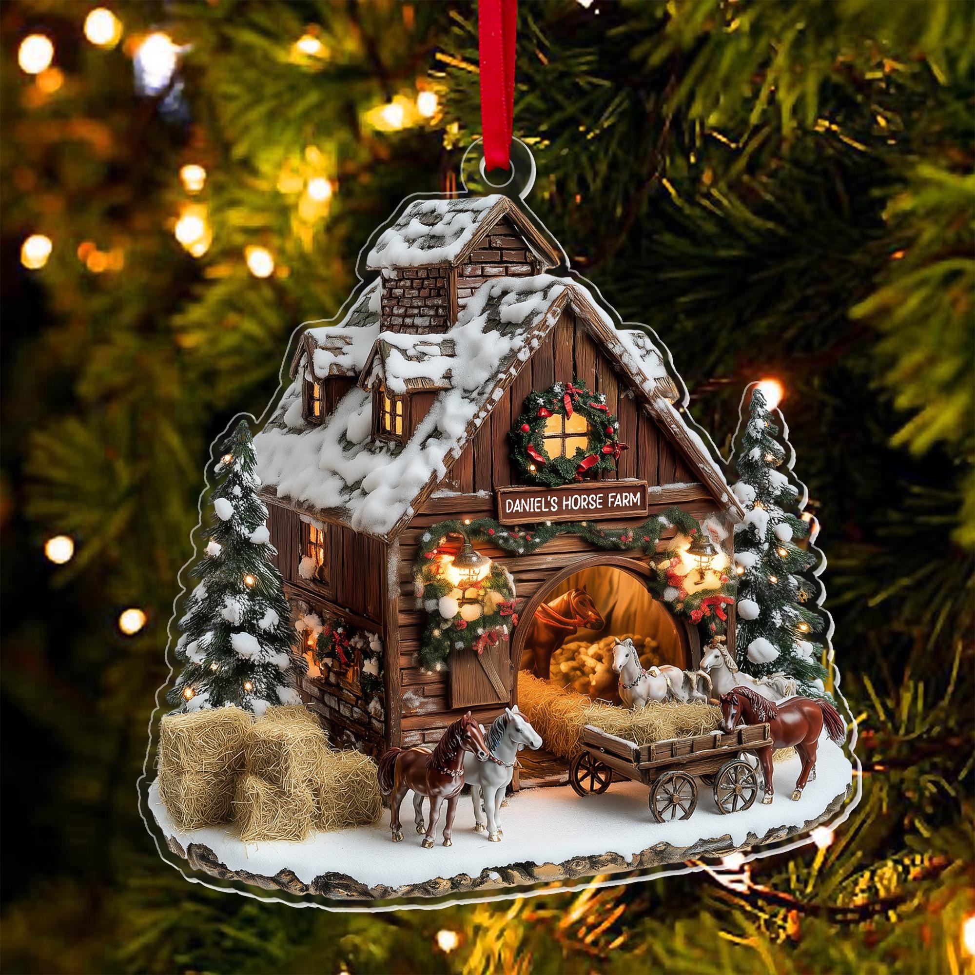 Personalized Horse Barn 2D Flat Acrylic Ornament 2025 + Custom ...