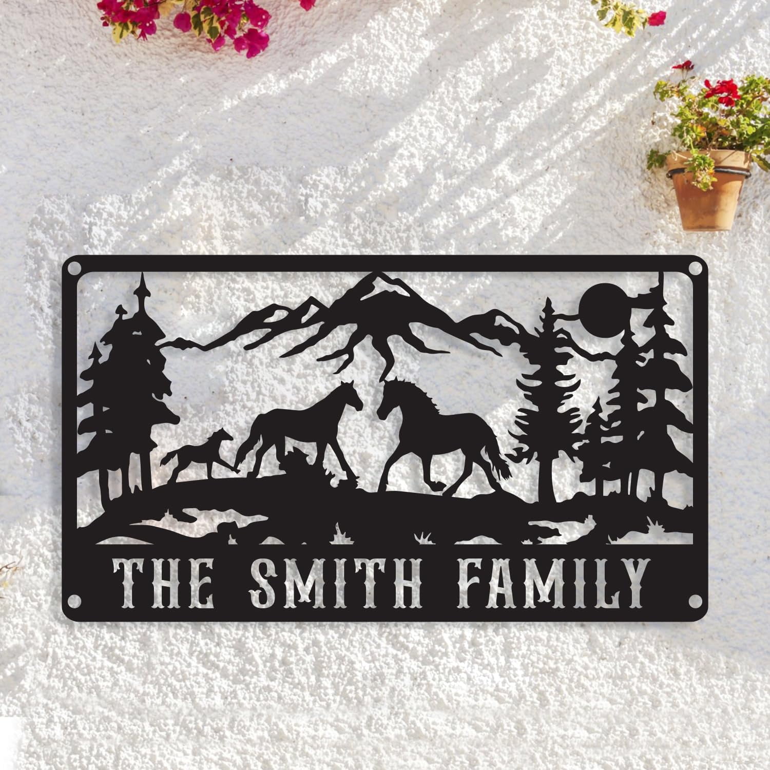 Personalized Horse Metal Cabin Sign, Custom Family Name Sign, Custom ...