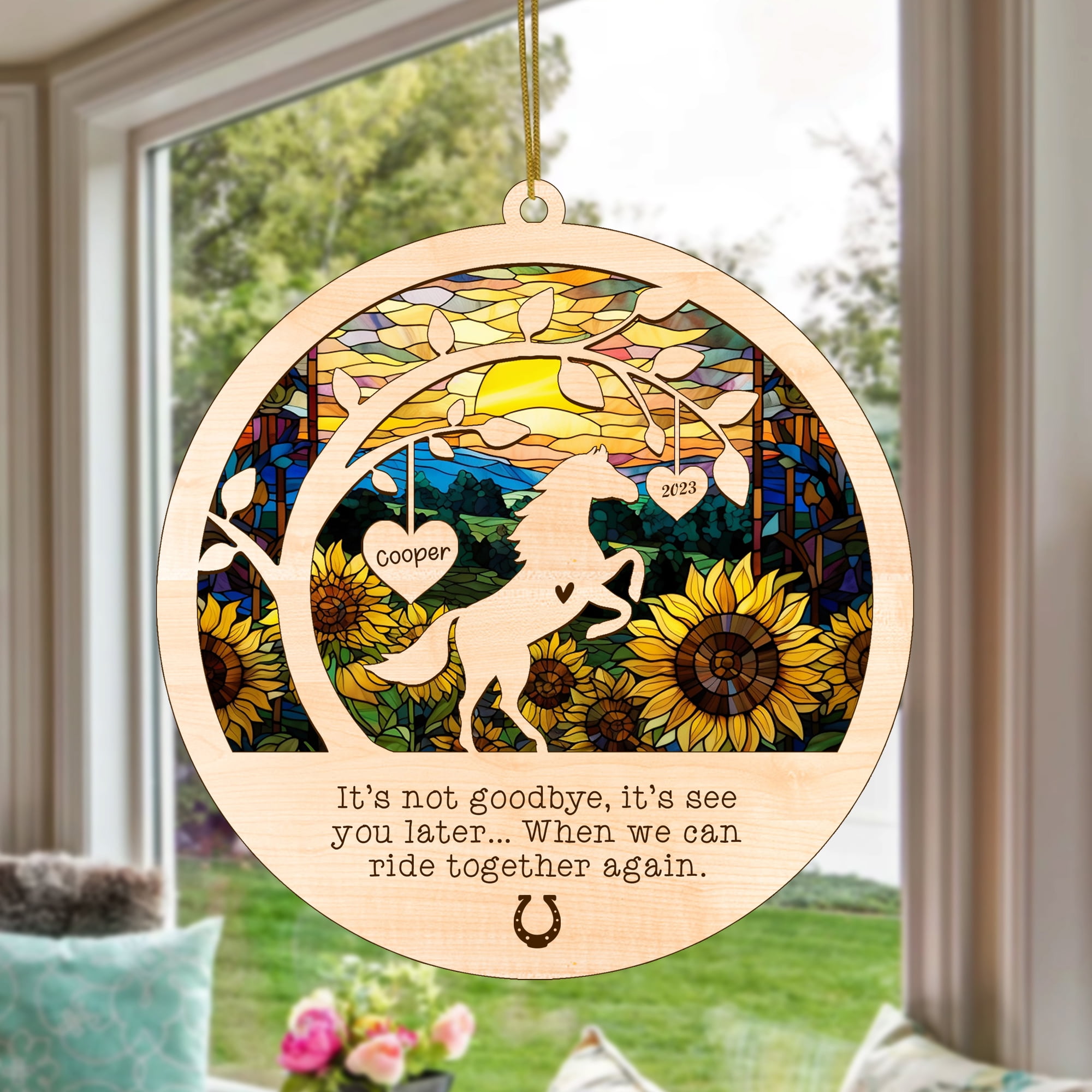 Personalized Horse Tree Memorial Suncatcher, Pet Loss Sympathy, Remembrance and Bereavement Gift ...