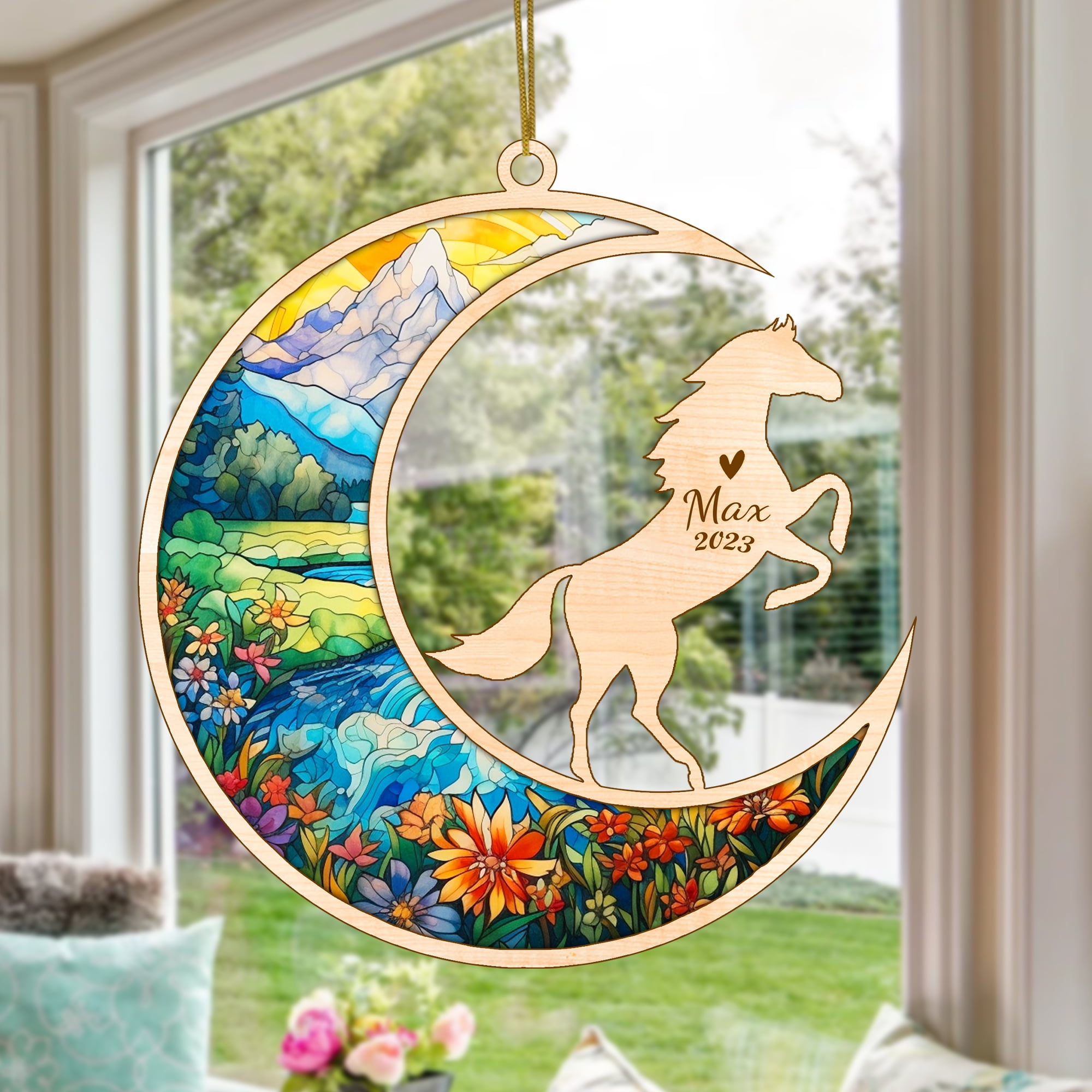 Personalized Horse White Wood Memorial Suncatcher, Pet Loss Sympathy ...