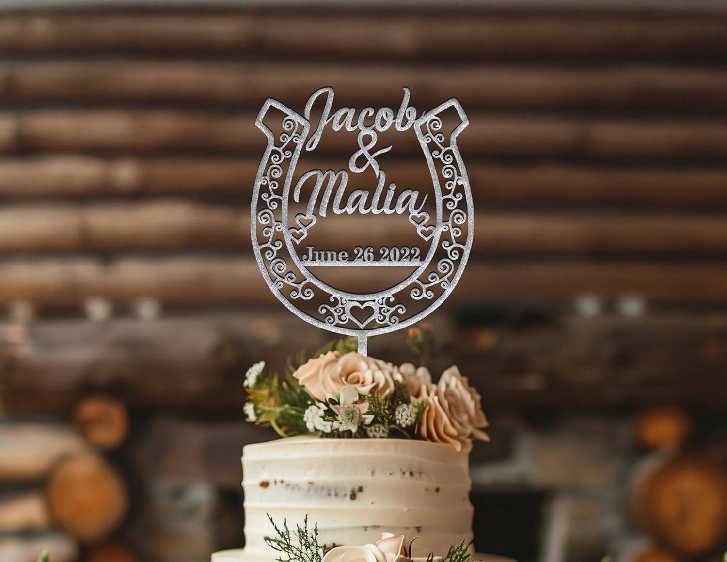 Personalized Horseshoe Cake Topper, Rustic Cake Topper, Cowboy cake ...
