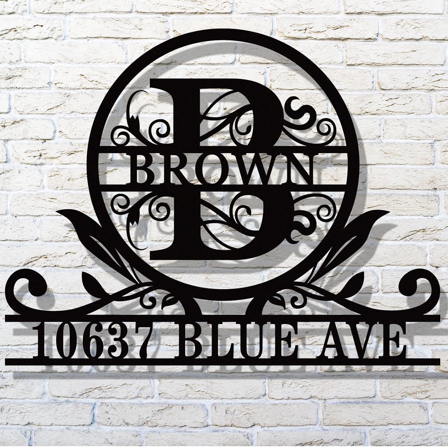 Personalized House Number Monogram Sign, Custom House Number Sign with ...