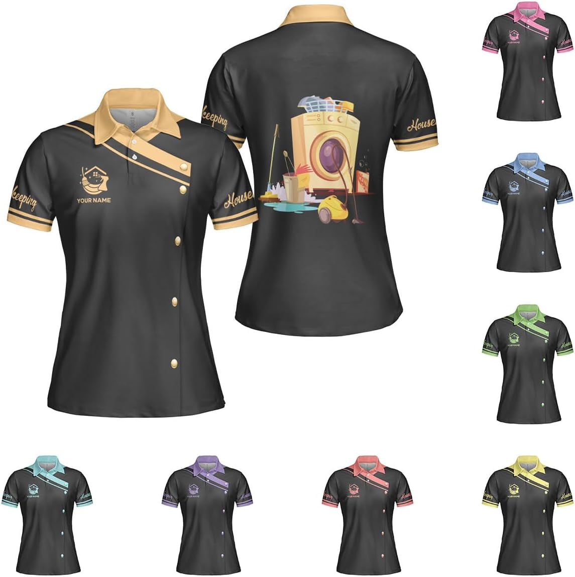 Personalized Housekeeping Polo Shirts 3D Print Cleaning Service ...