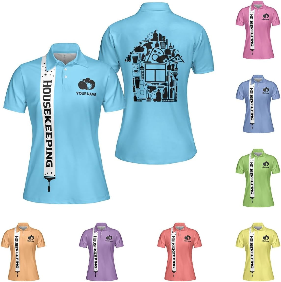 Personalized Housekeeping Polo Shirts 3D Print Cleaning Service ...