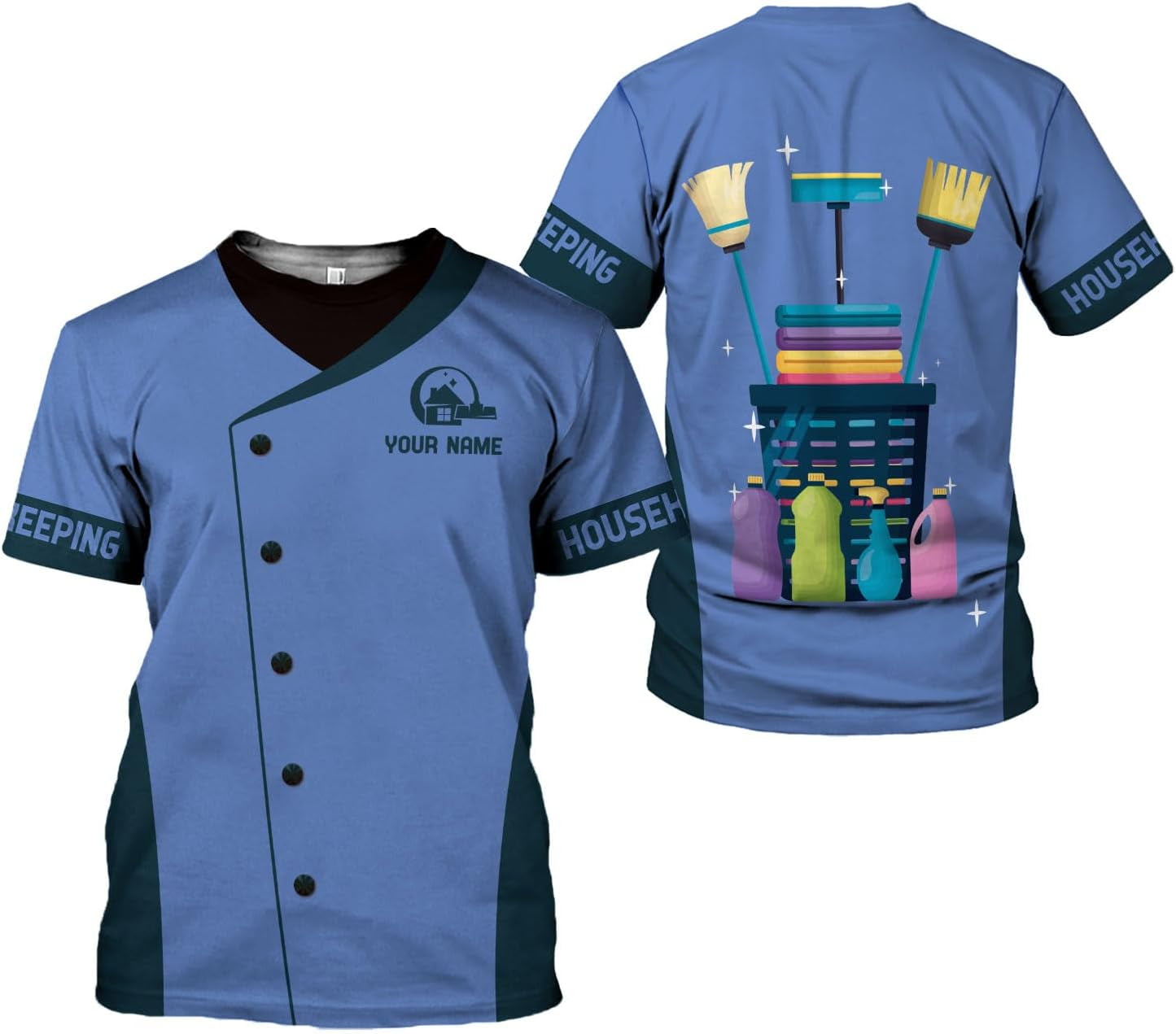 Personalized Housekeeping Shirts, Custom Cleaning Uniforms for Women 3D ...