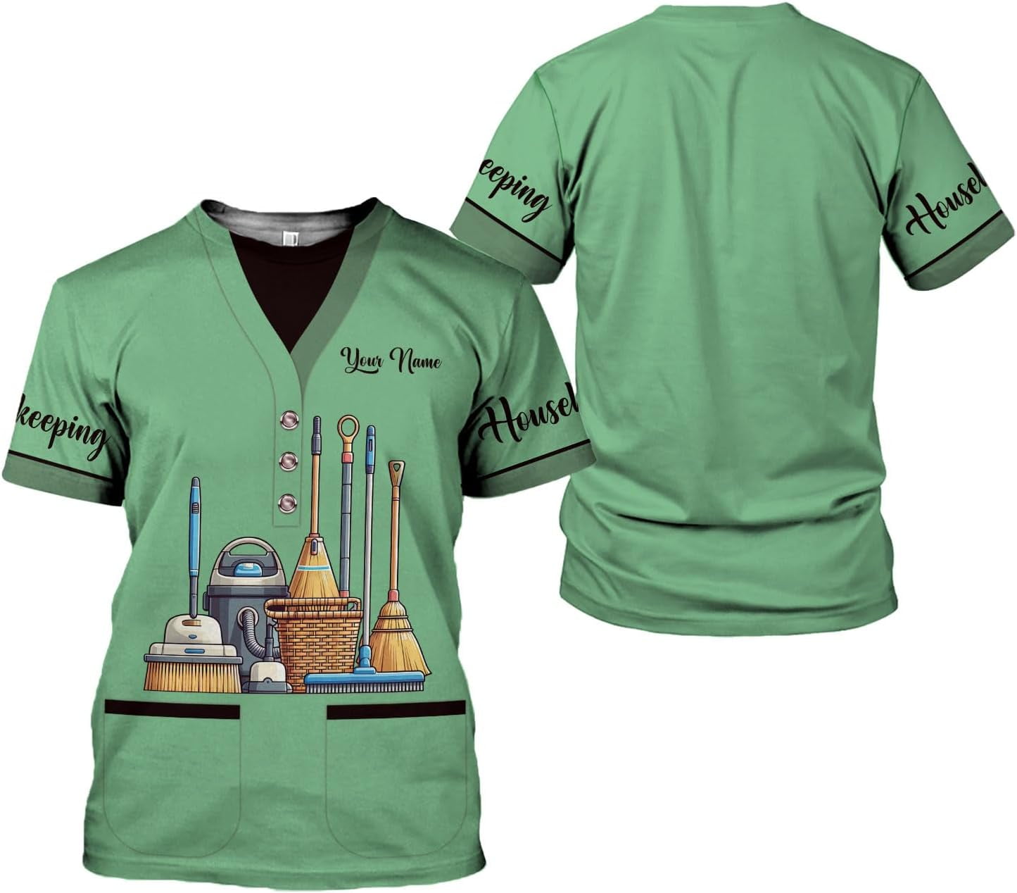Personalized Housekeeping Shirts, Custom Cleaning Uniforms for Women 3D ...