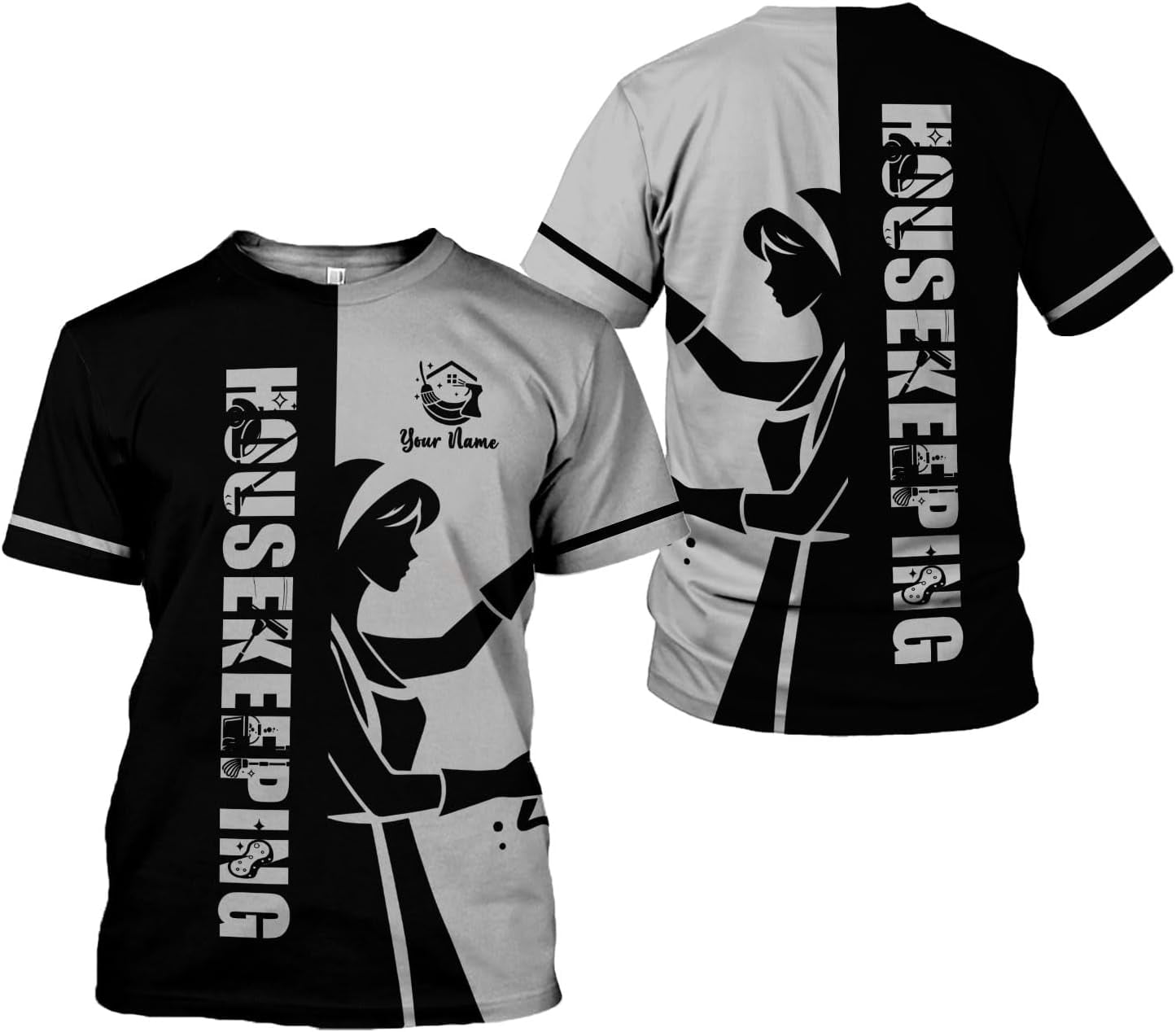 Personalized Housekeeping Shirts, Custom Cleaning Uniforms for Women 3D ...