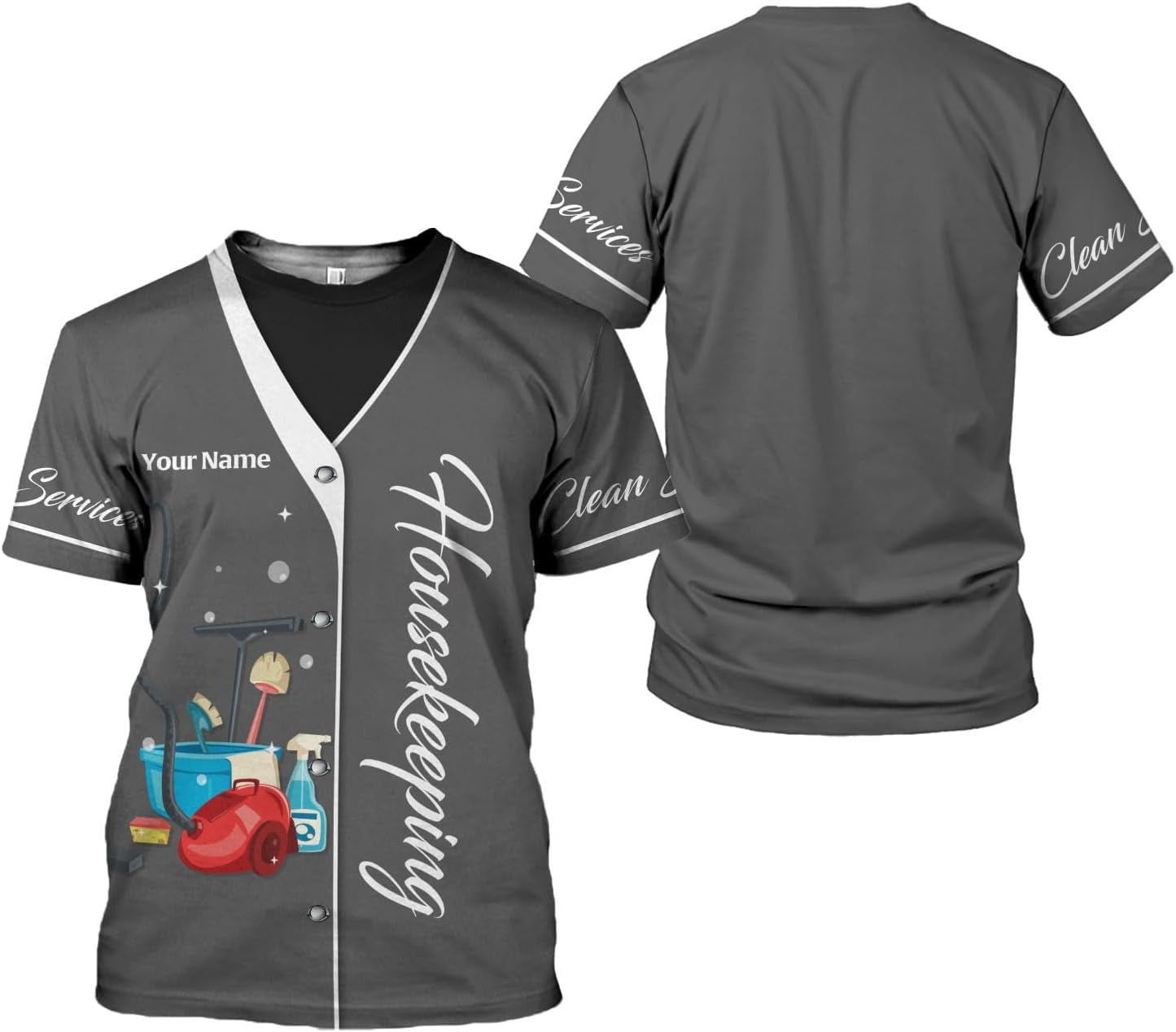 Personalized Housekeeping Shirts, Custom Cleaning Uniforms for Women 3D ...