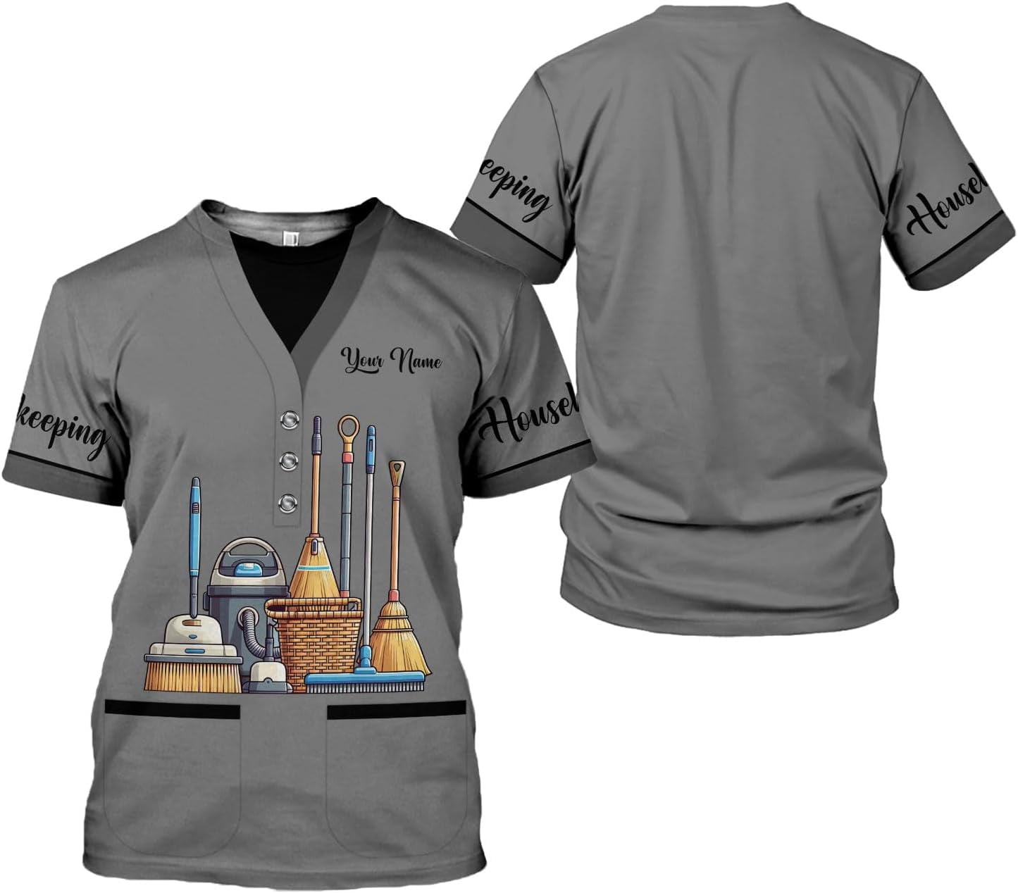 Personalized Housekeeping Shirts, Custom Cleaning Uniforms for Women 3D ...
