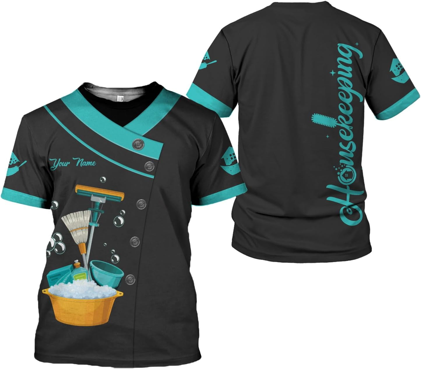 Personalized Housekeeping Shirts, Custom Cleaning Uniforms for Women 3D ...