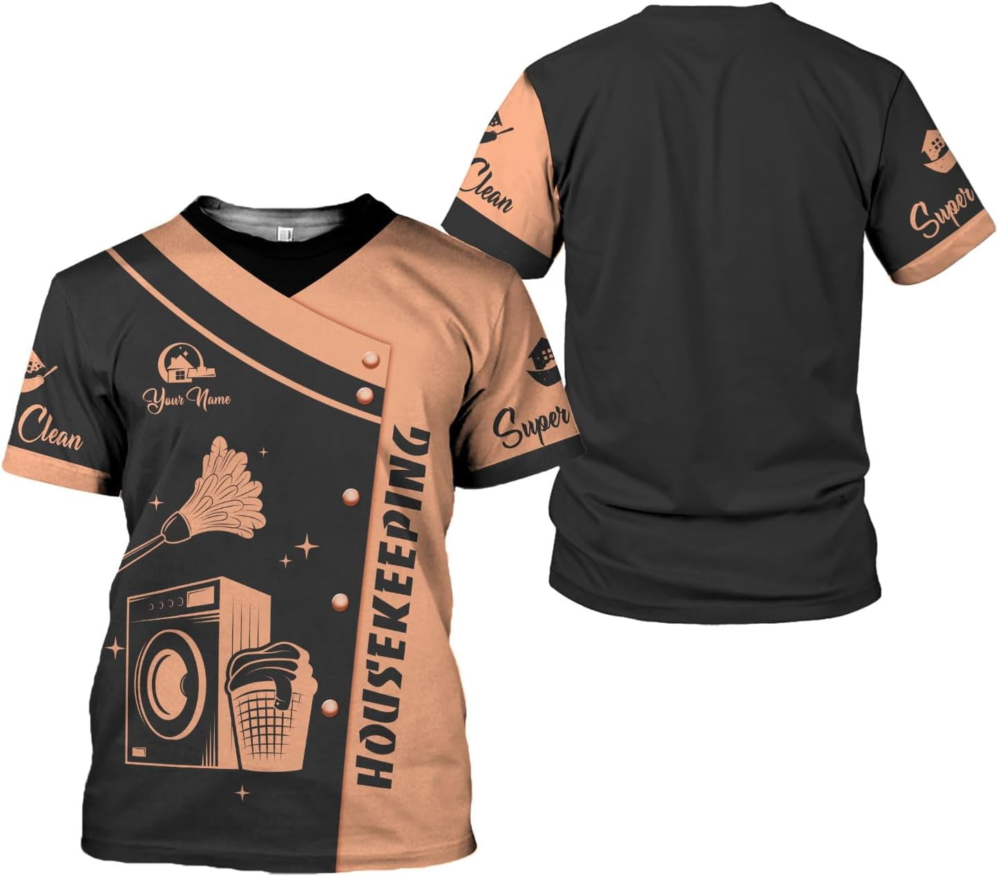 Personalized Housekeeping Shirts, Custom Cleaning Uniforms for Women 3D ...