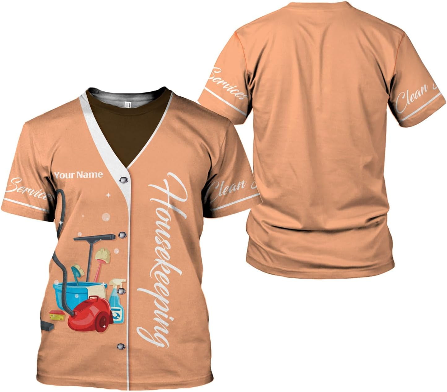 Personalized Housekeeping Shirts, Custom Cleaning Uniforms for Women 3D ...