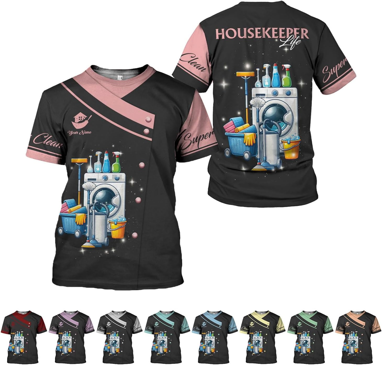 Personalized Housekeeping Shirts, Custom Cleaning Uniforms for Women 3D ...